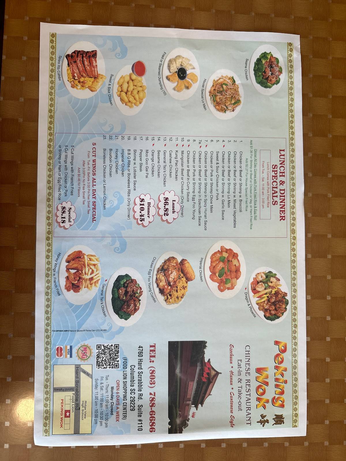 Menu at Peking Wok（Hardscrabble rd） restaurant, Columbia, Hard Scrabble Rd