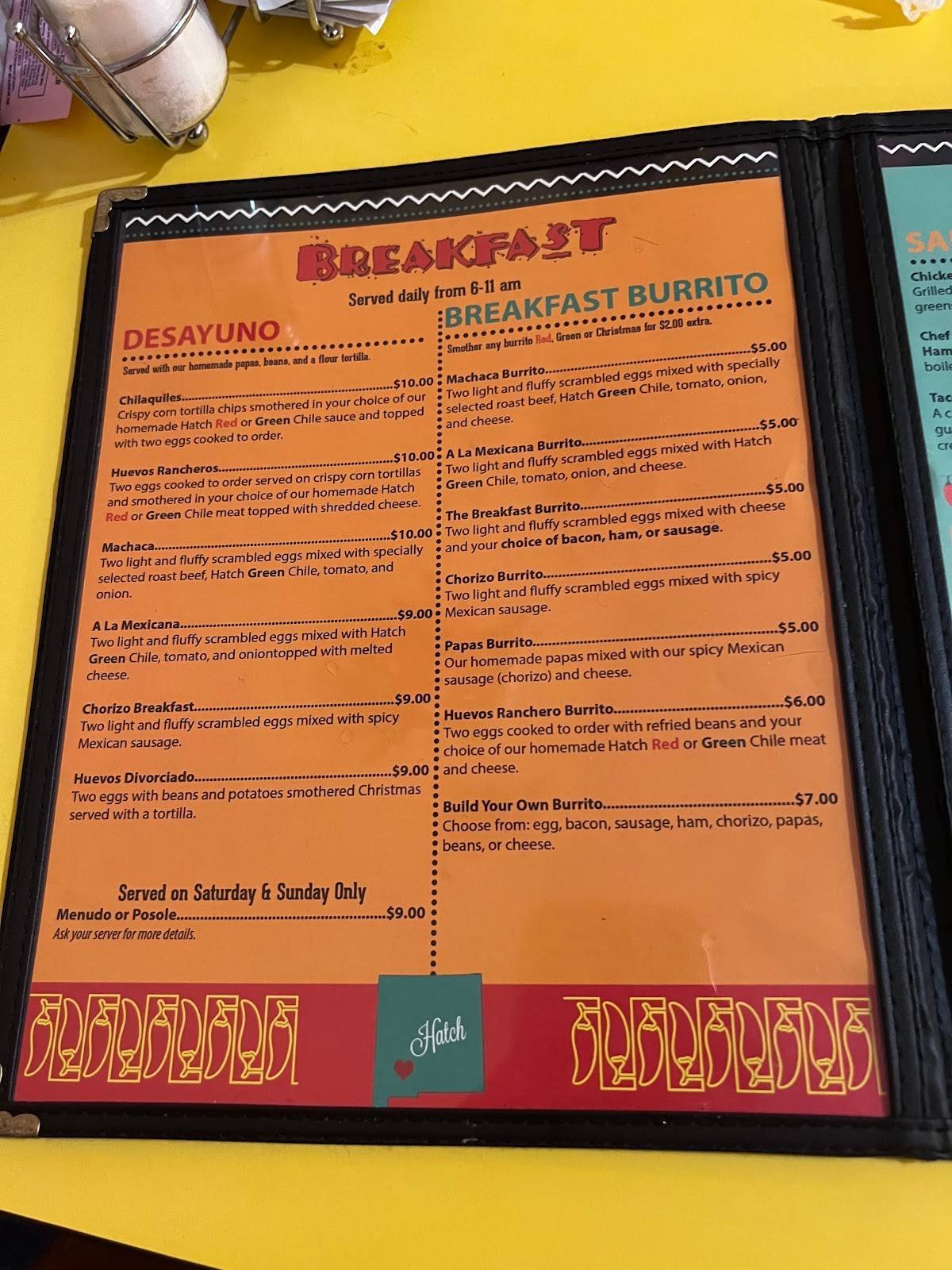 Menu at Pepper Pot restaurant, Hatch