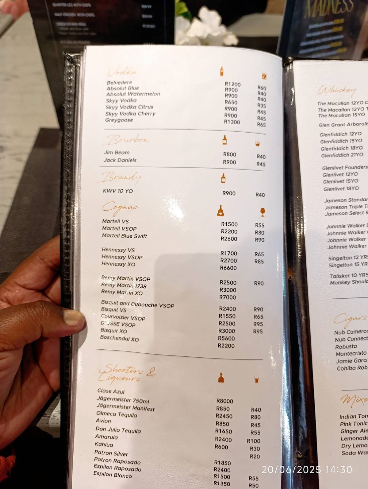 Menu at Perere Polokwane restaurant, Polokwane