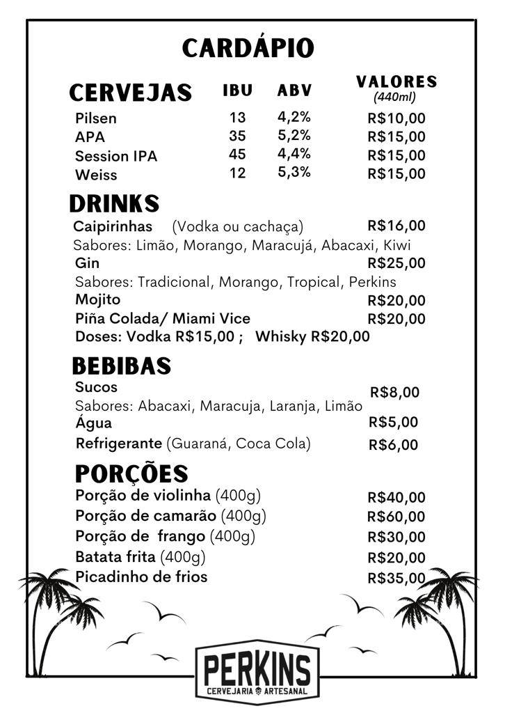 Menu em Perkins - Bar de Praia, Balneário Gaivota
