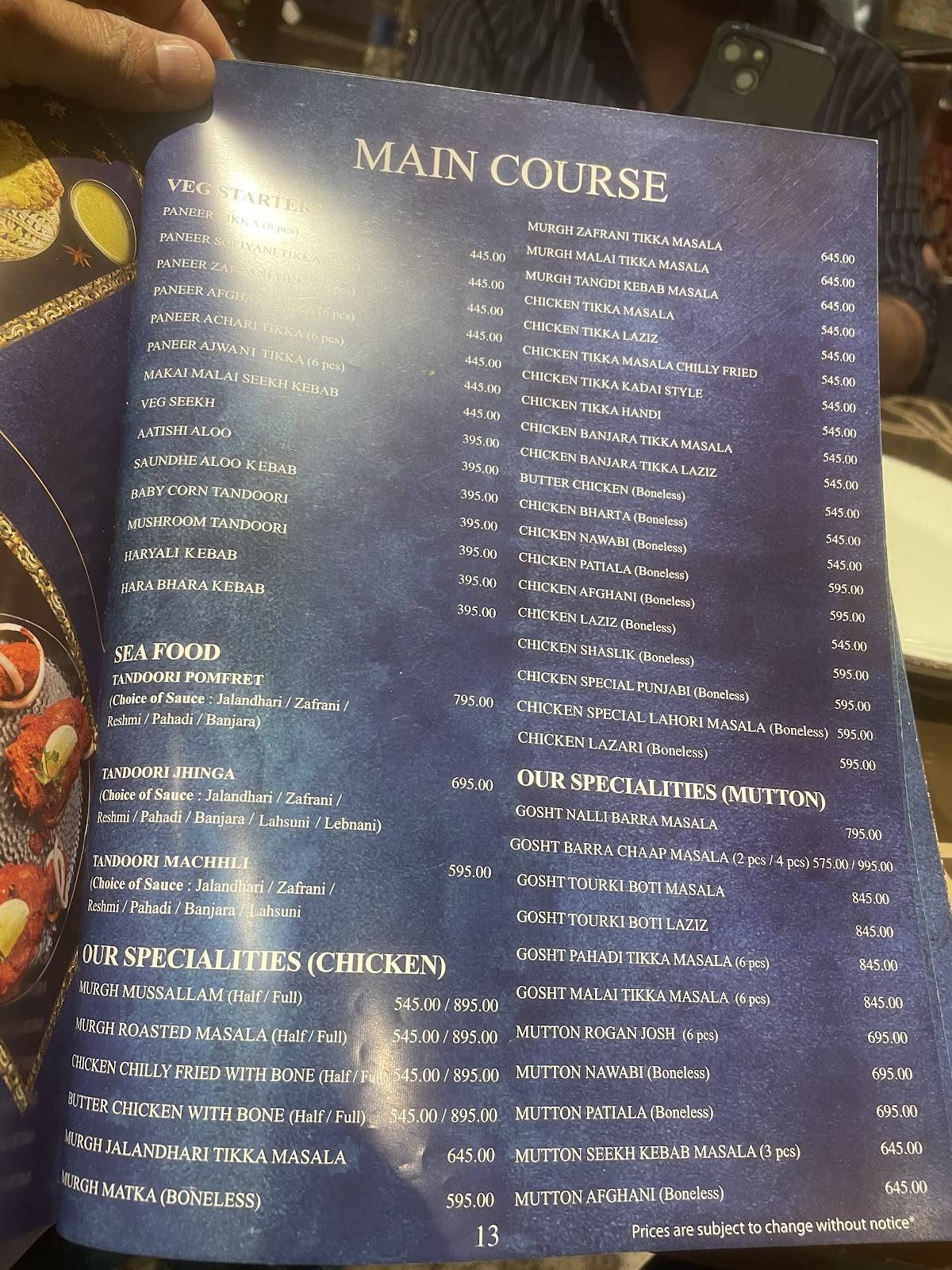 Menu at Persian Darbar Pune, Pune