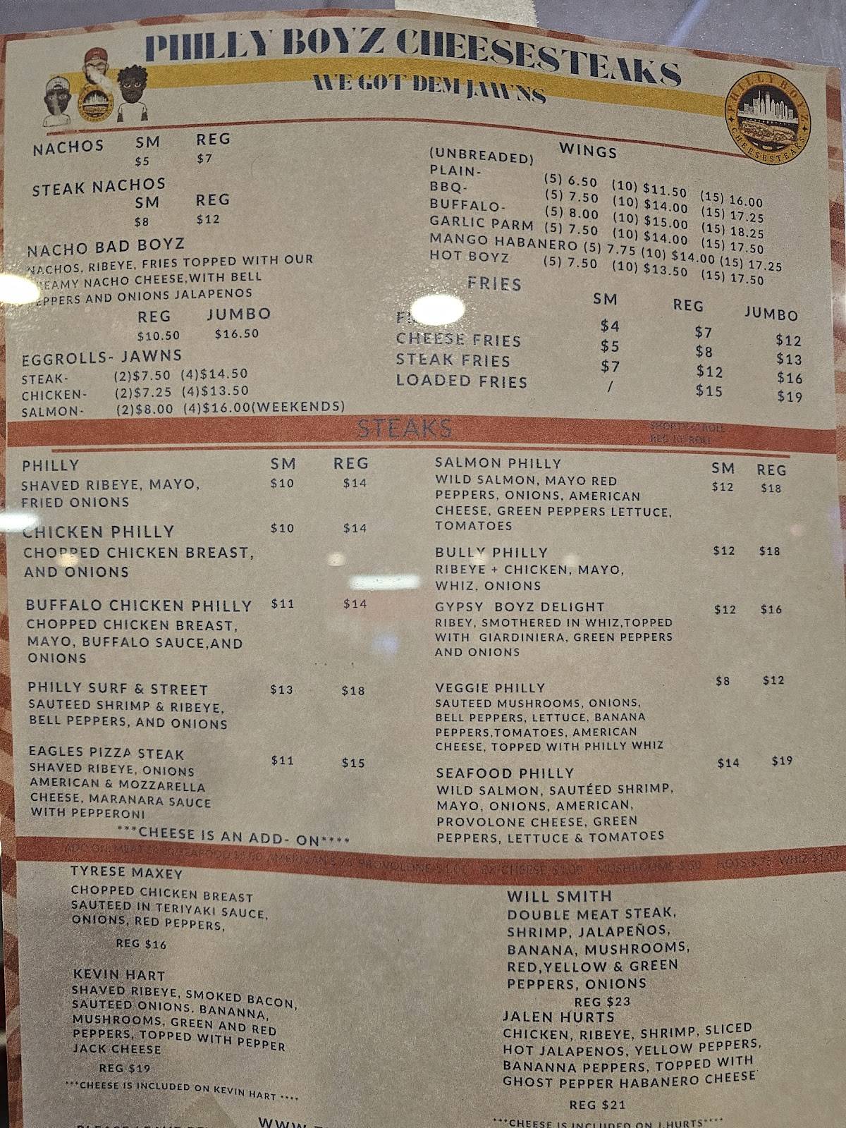 Menu at Philly Boyz Cheesesteaks pub & bar, Missouri City