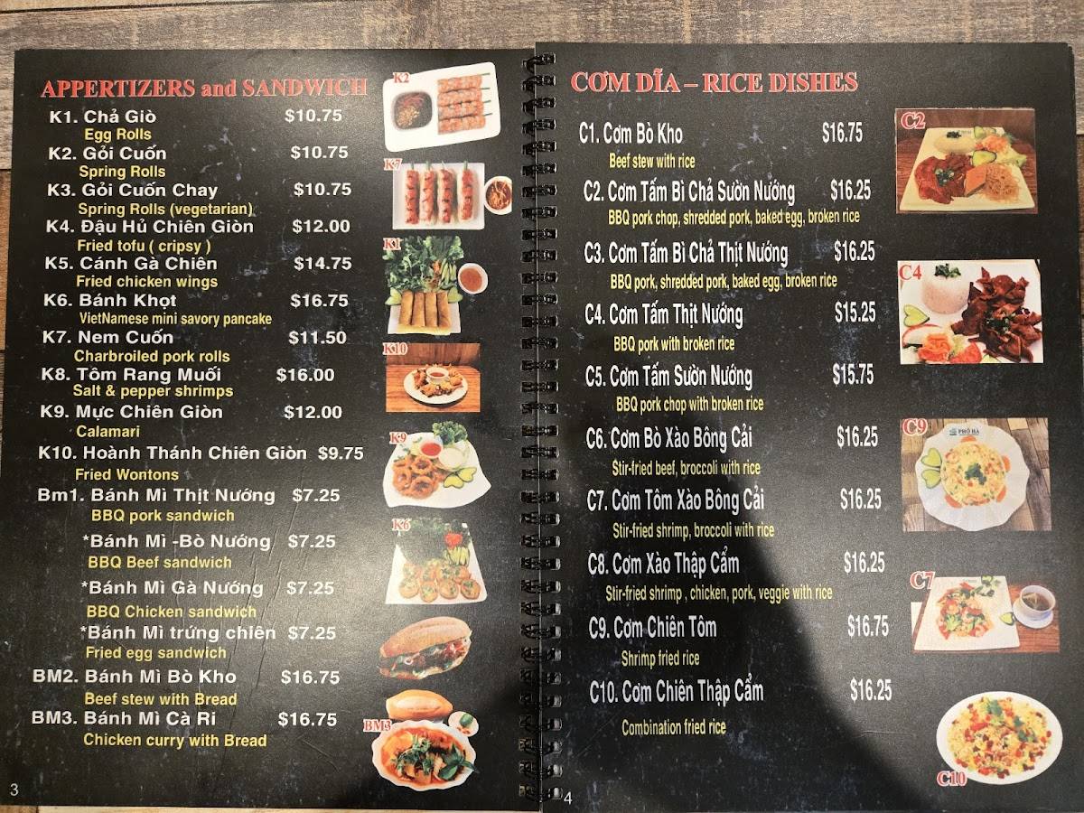 Menu at Pho Ha restaurant, Temecula, Ynez Rd