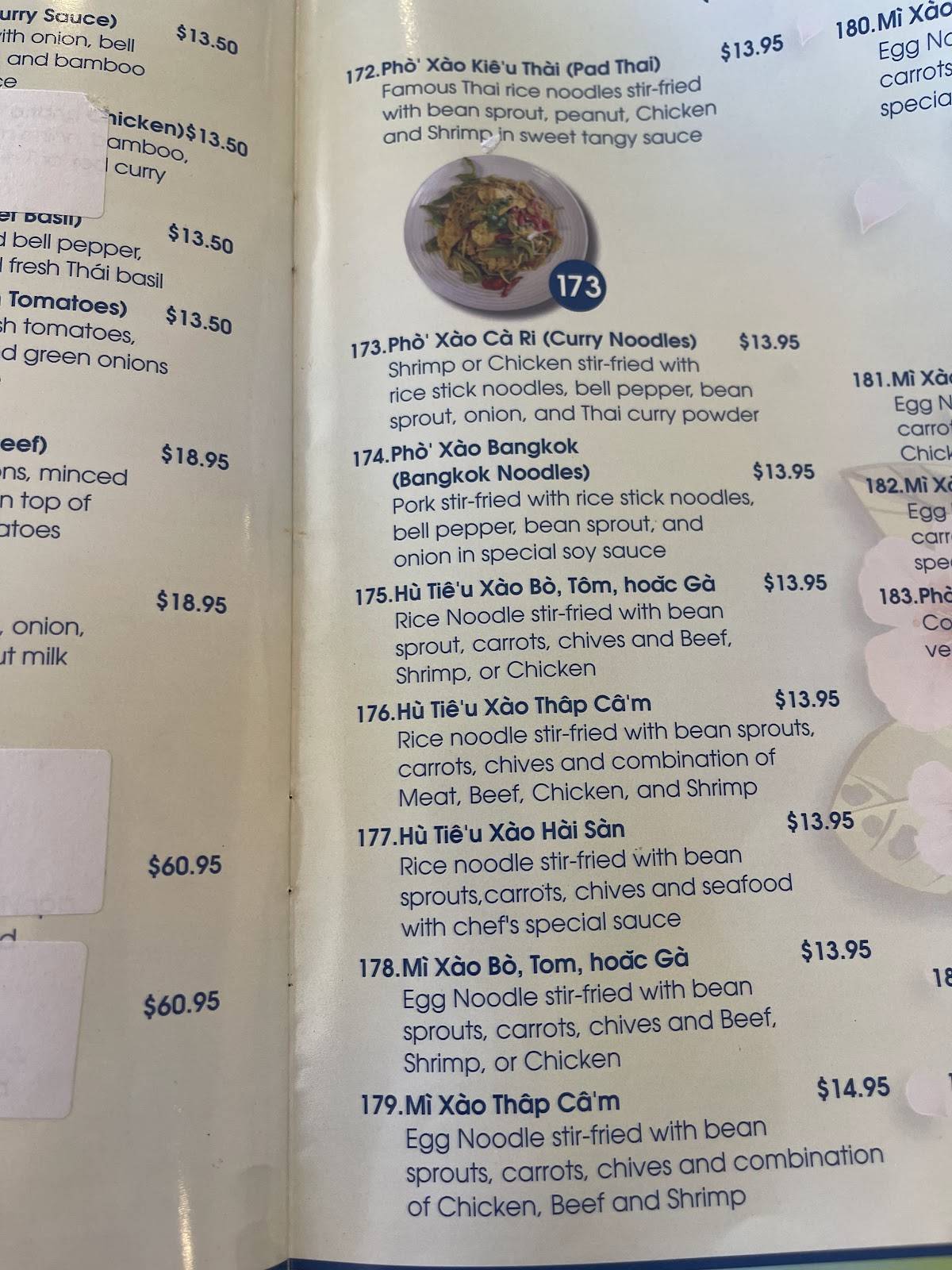 Menu at Phở Ly Ly restaurant, New Iberia