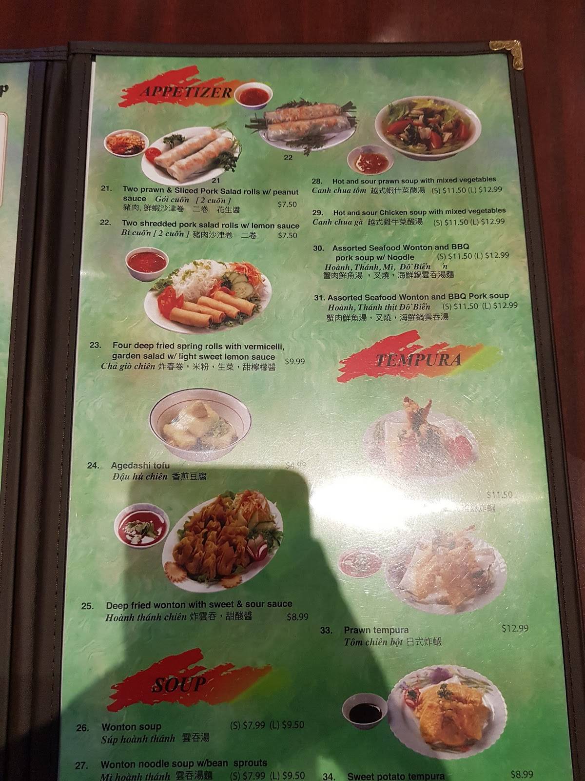 Menu at Pho Stanley Restaurant, Delta