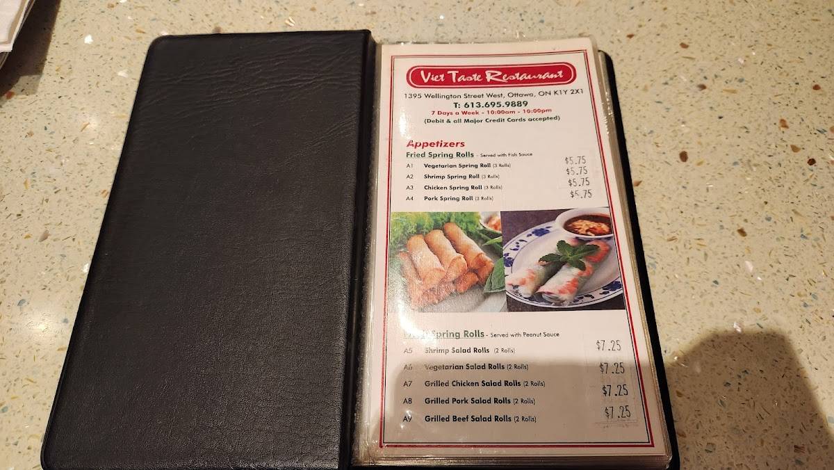 Menu at Pho Viet Taste restaurant, Ottawa