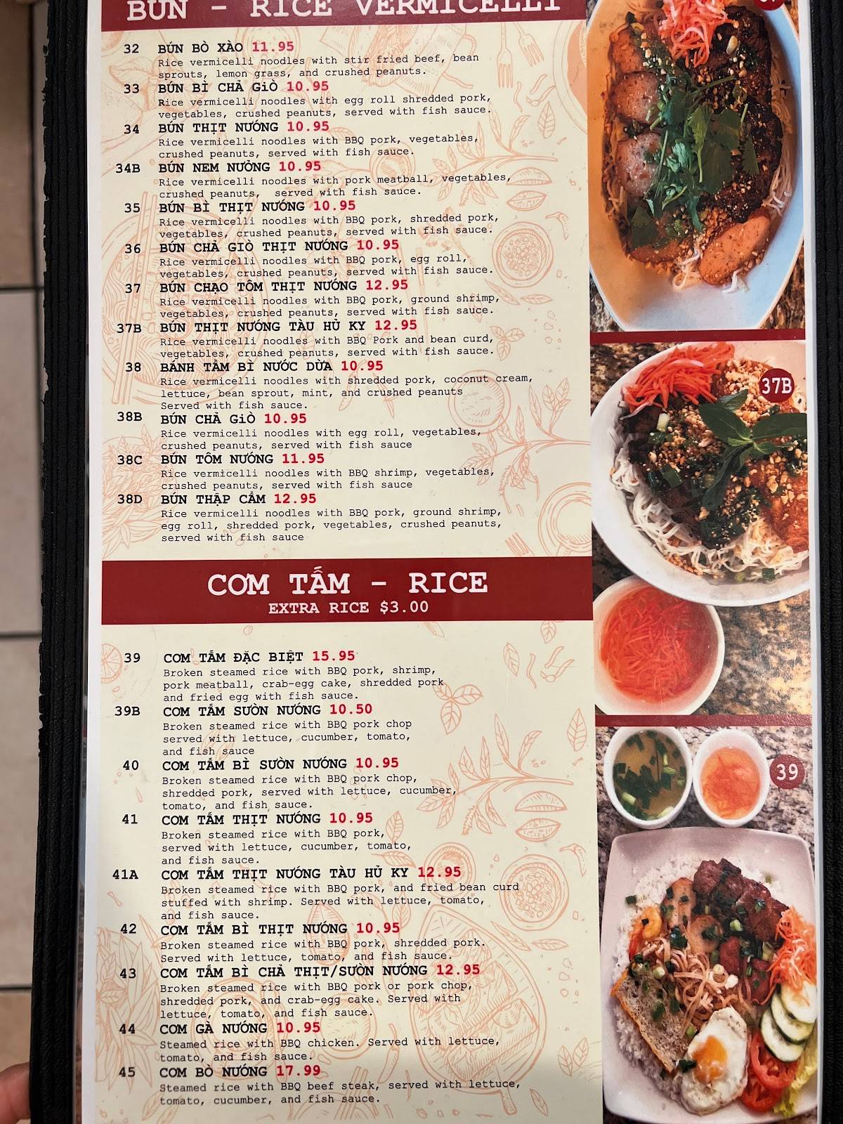 Menu at Da Vàng Restaurant, Phoenix
