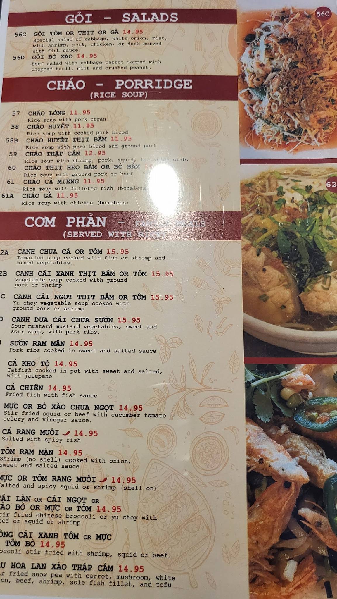 Menu at Da Vàng Restaurant, Phoenix