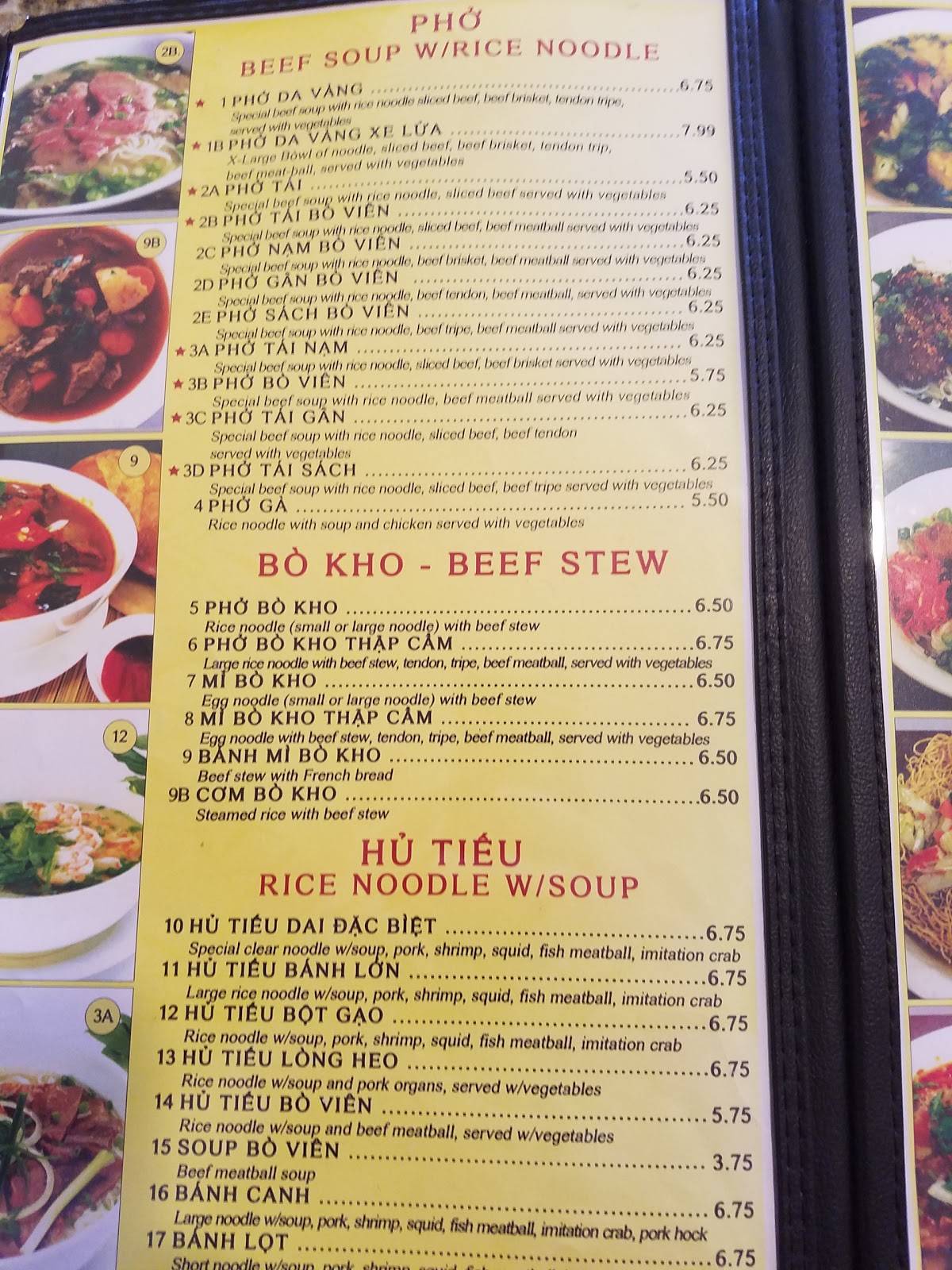 Menu at Da Vàng Restaurant, Phoenix