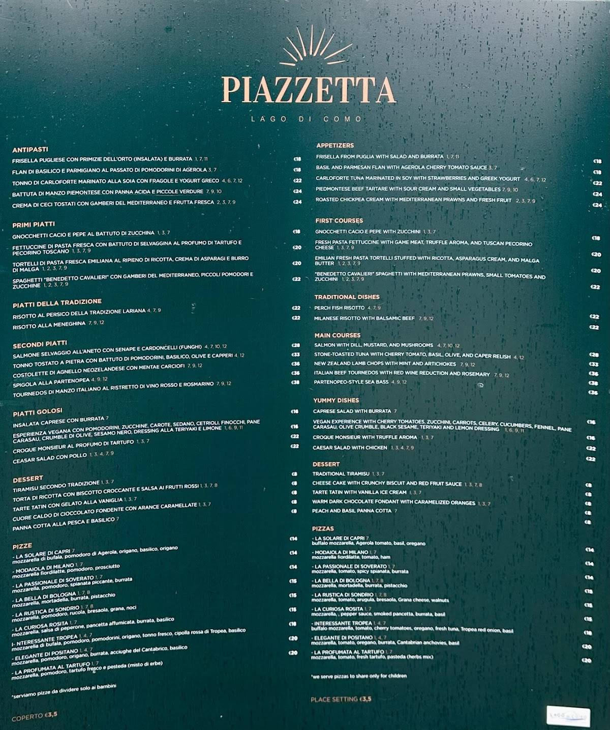 Menu da Piazzetta Lago di Como pub & bar, Argegno