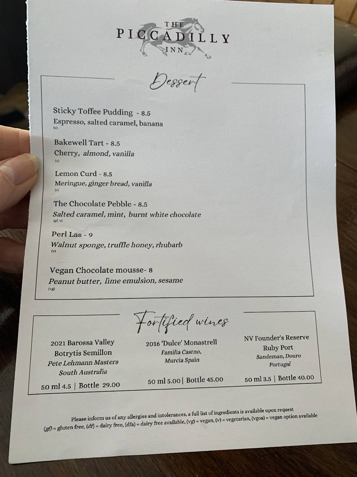 Menu at Piccadilly Inn pub & bar, Caerwys