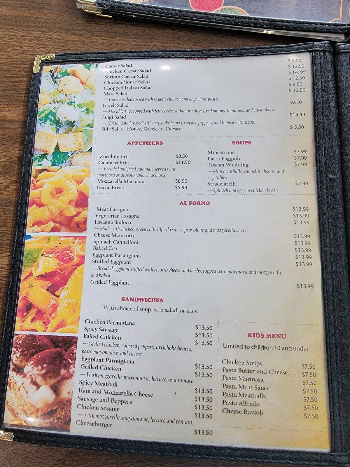 Menu at Piccolino restaurant, Artesia