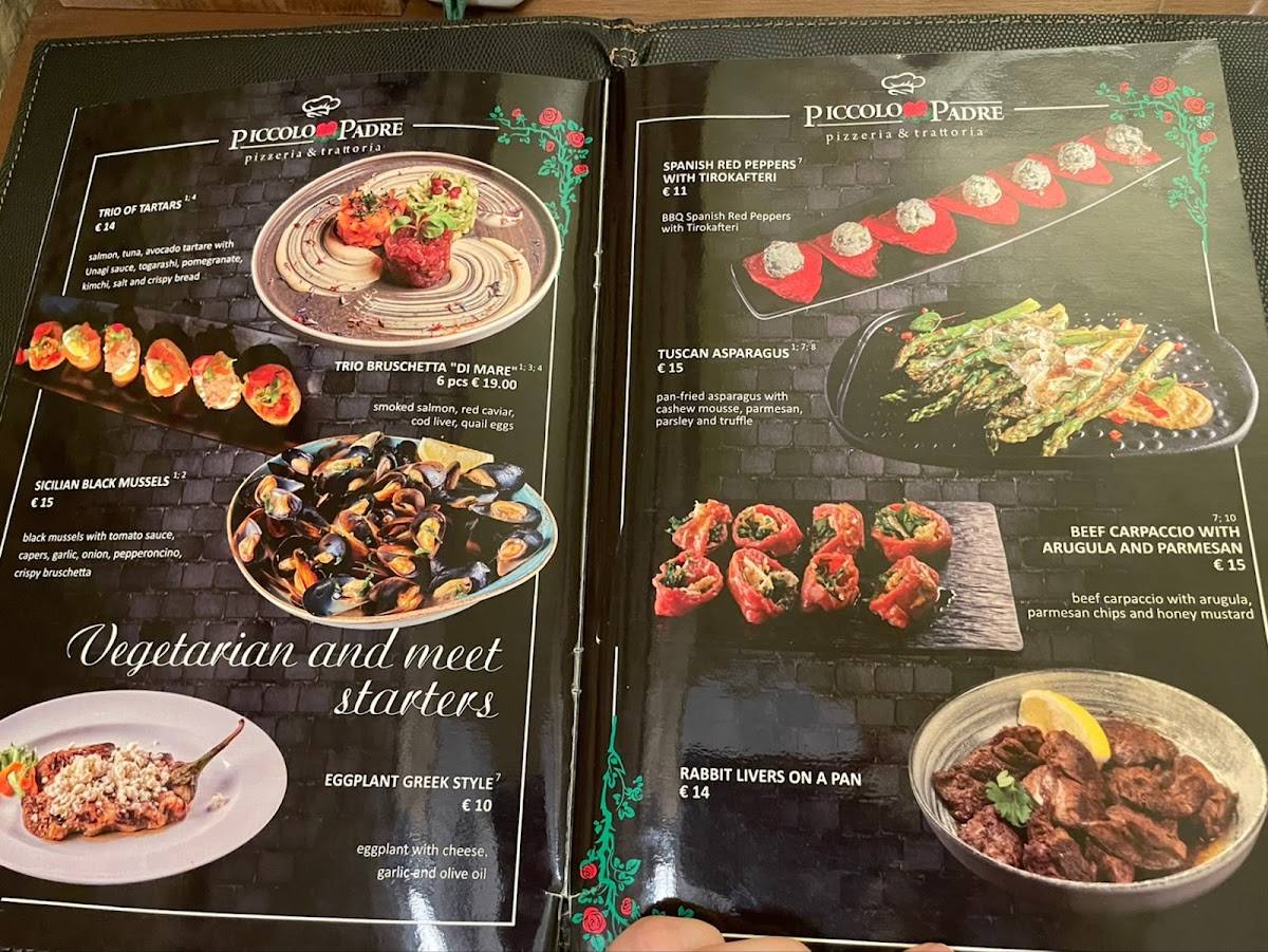Menu at Piccolo Padre restaurant, Saint Julian's