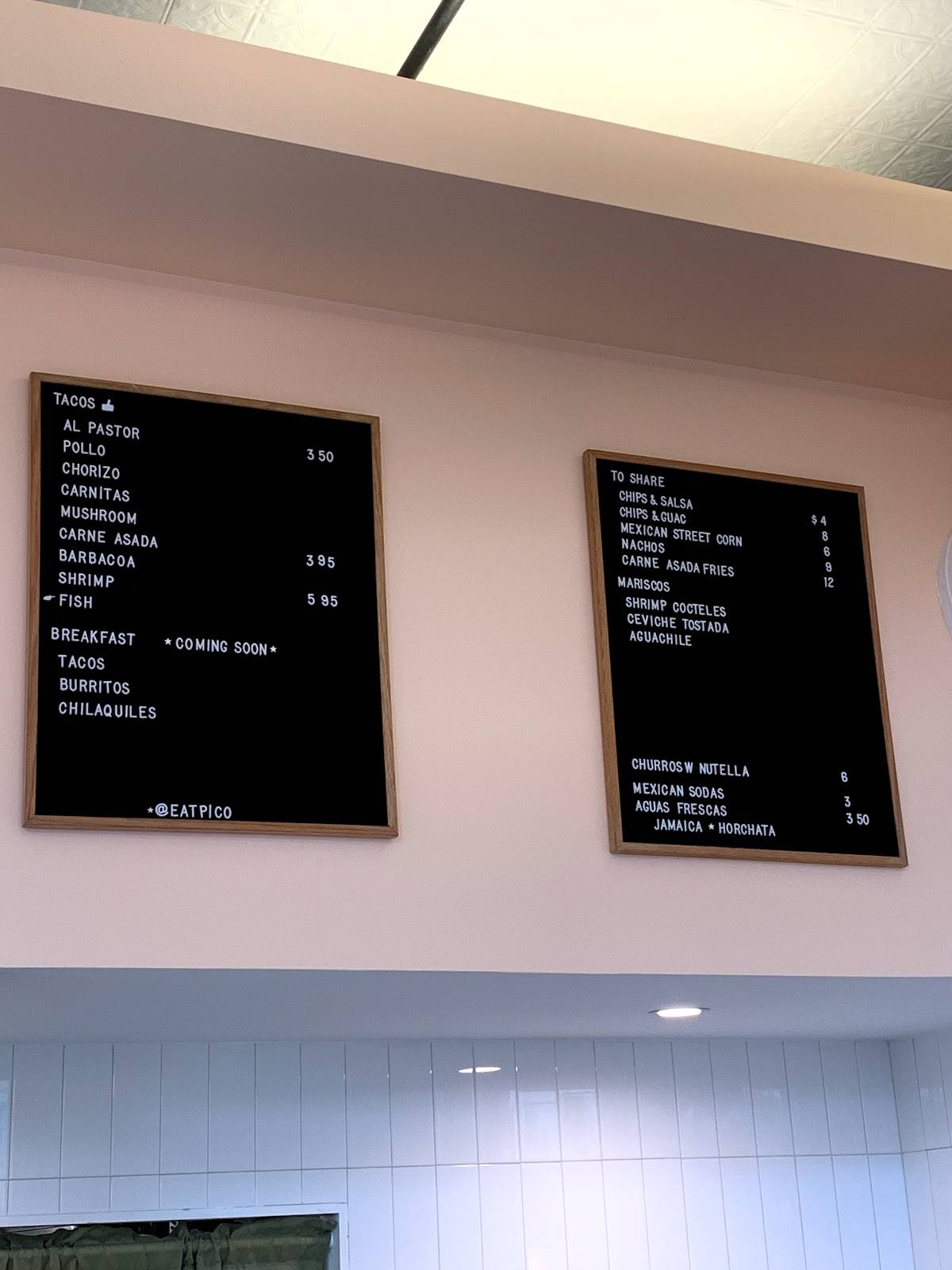 Menu at Pico Taco (Jersey City) restaurant, Jersey City