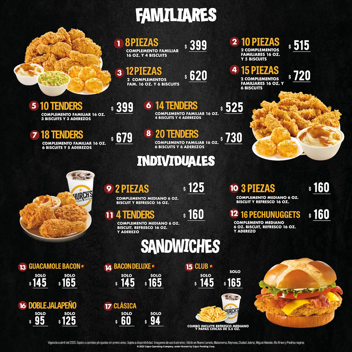 Carta del restaurante Church's Chicken, Piedras Negras, Av. Roman ...