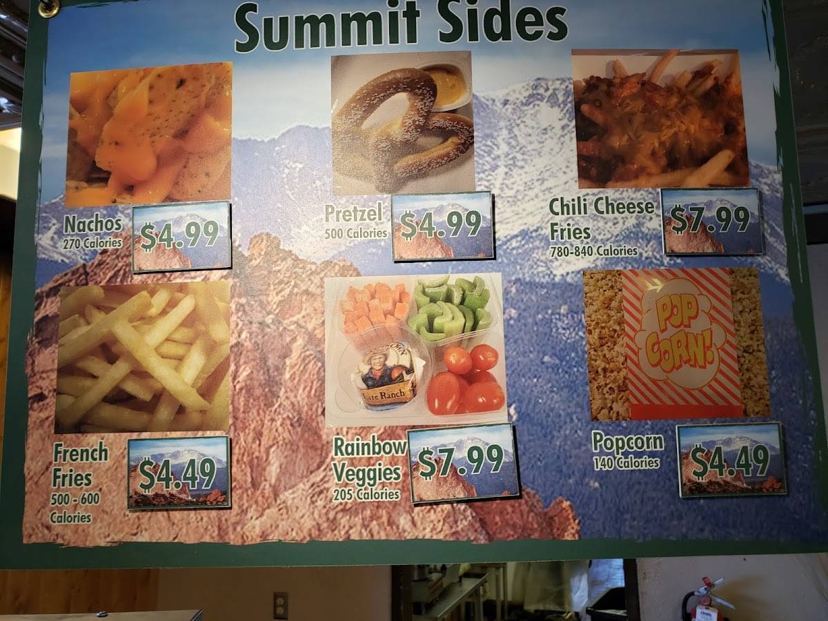 Menu at Pikes Peak Summit House restaurant, USA