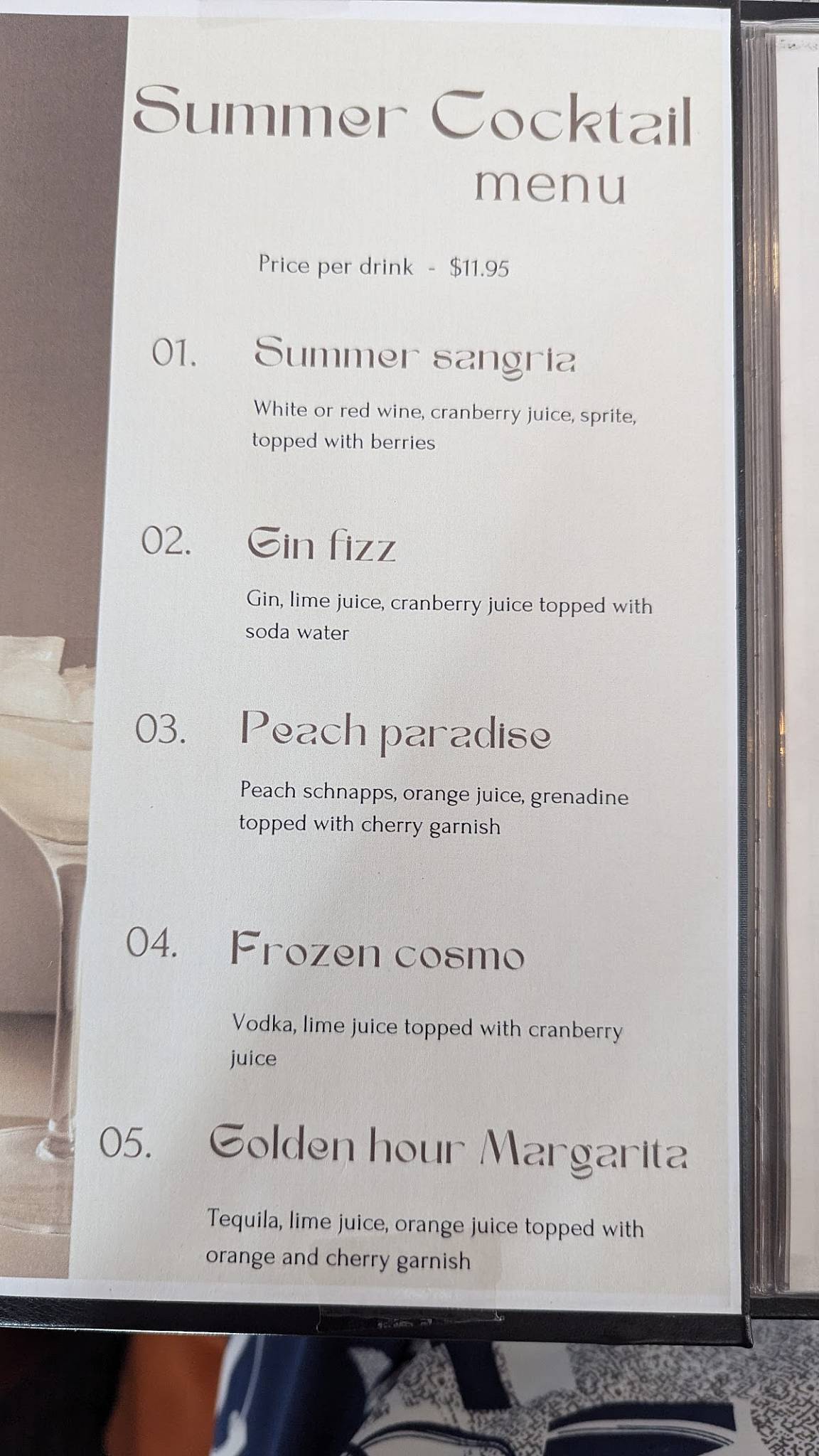 Menu at Pilos Restaurant, Ottawa