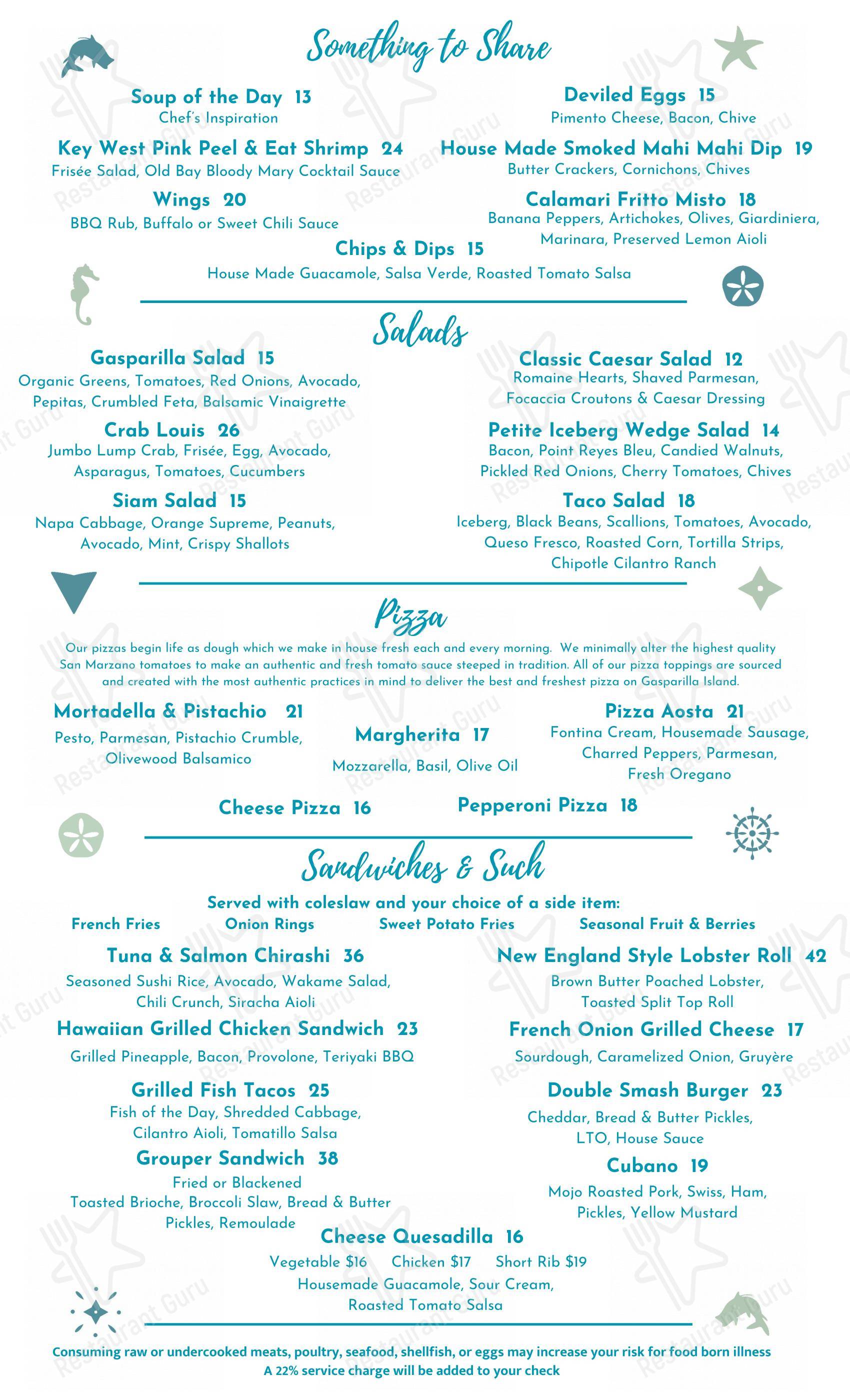 Menu at Pink Elephant pub & bar, Boca Grande