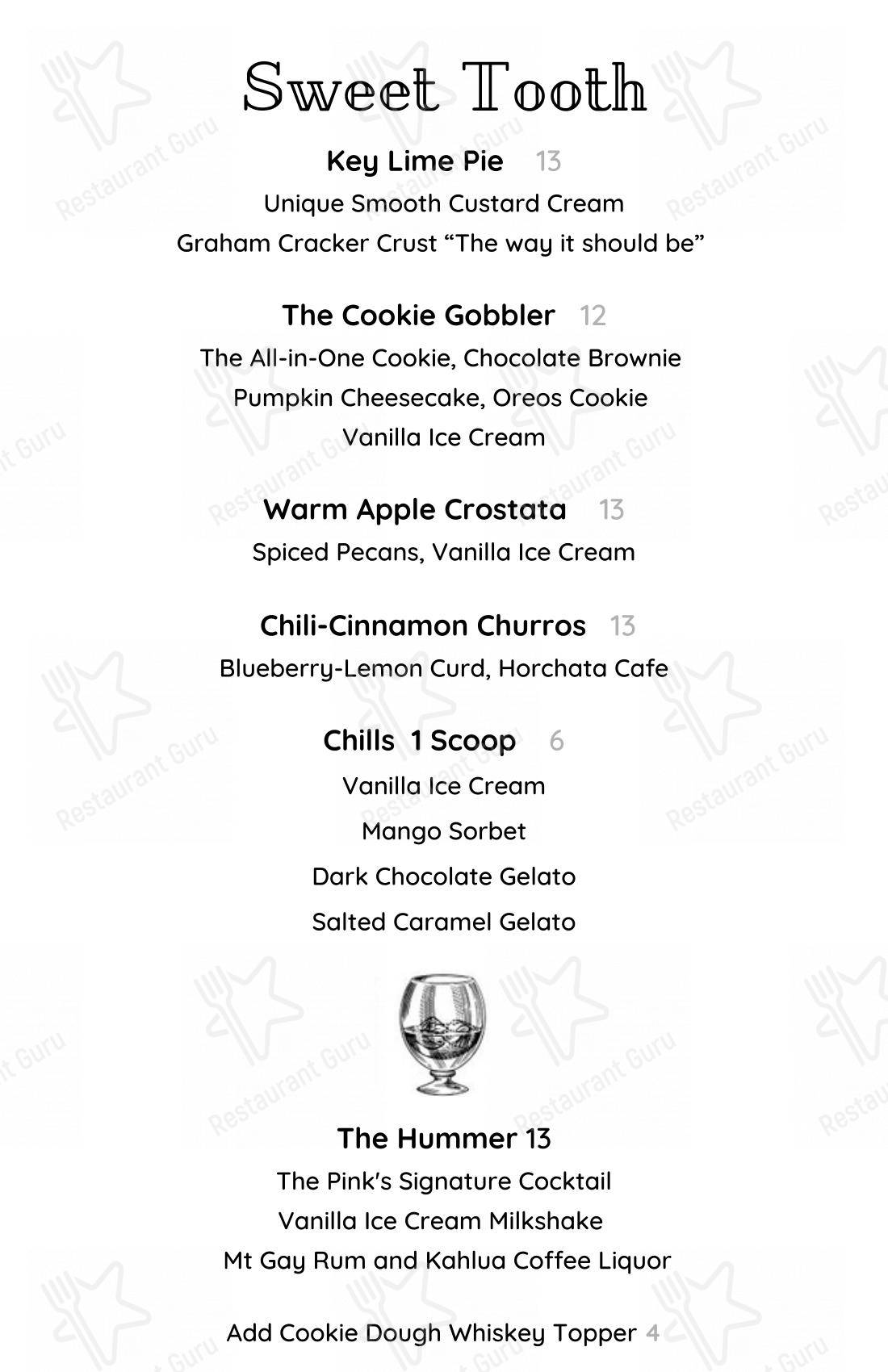 Menu at Pink Elephant pub & bar, Boca Grande