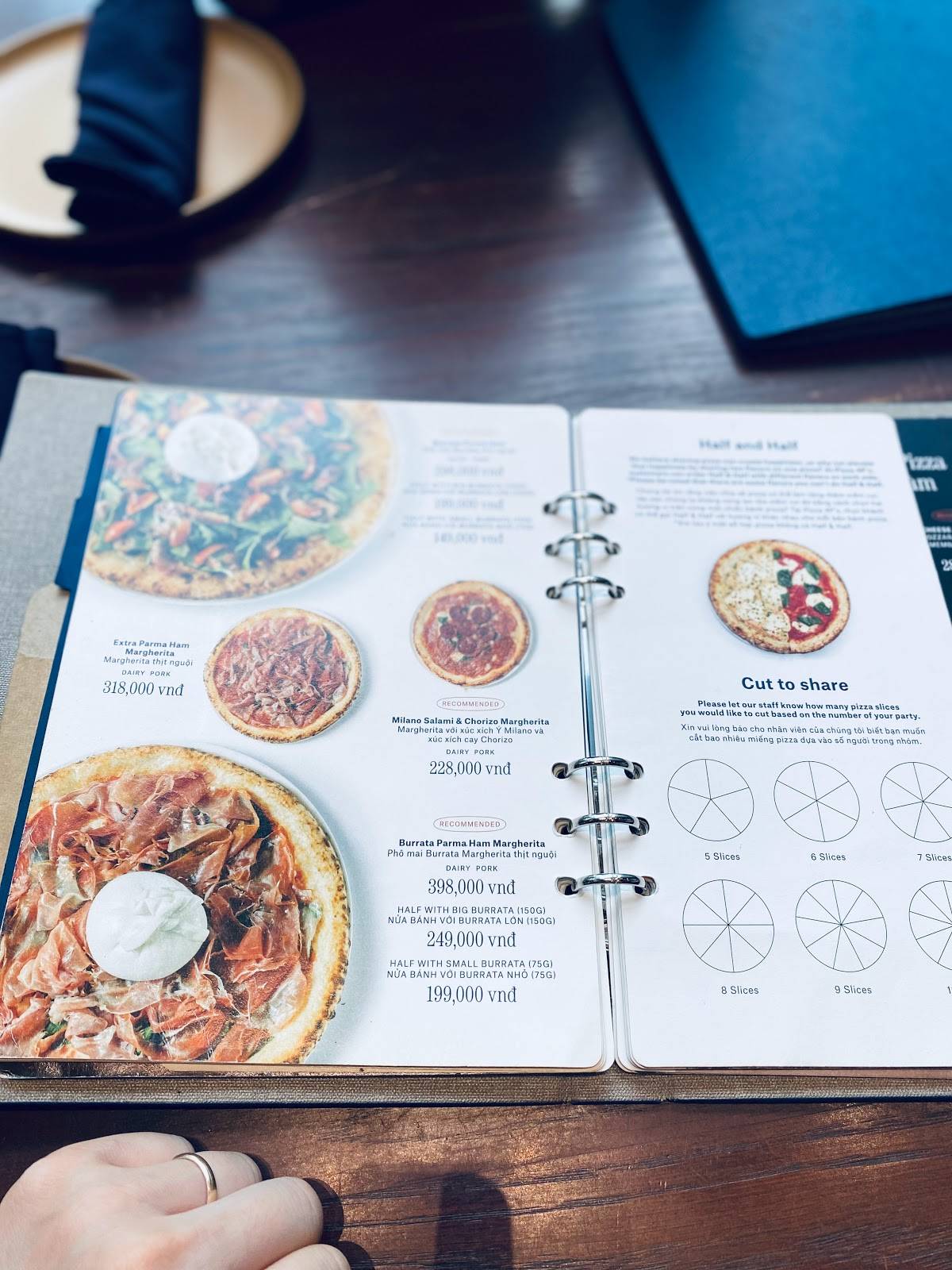 Menu at Pizza 4P’s Landmark Hanoi restaurant, Hanoi, Lầu 1