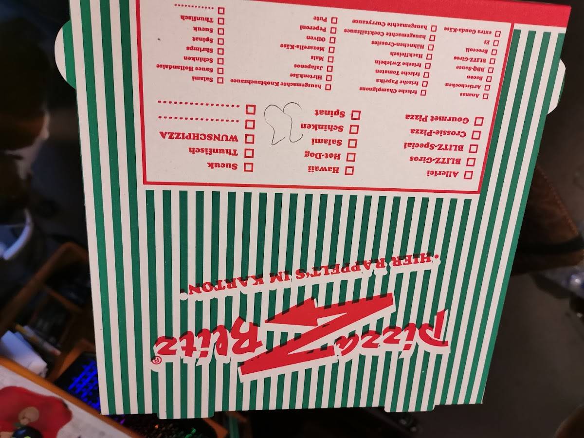 Speisekarte von Pizza Blitz, Rendsburg
