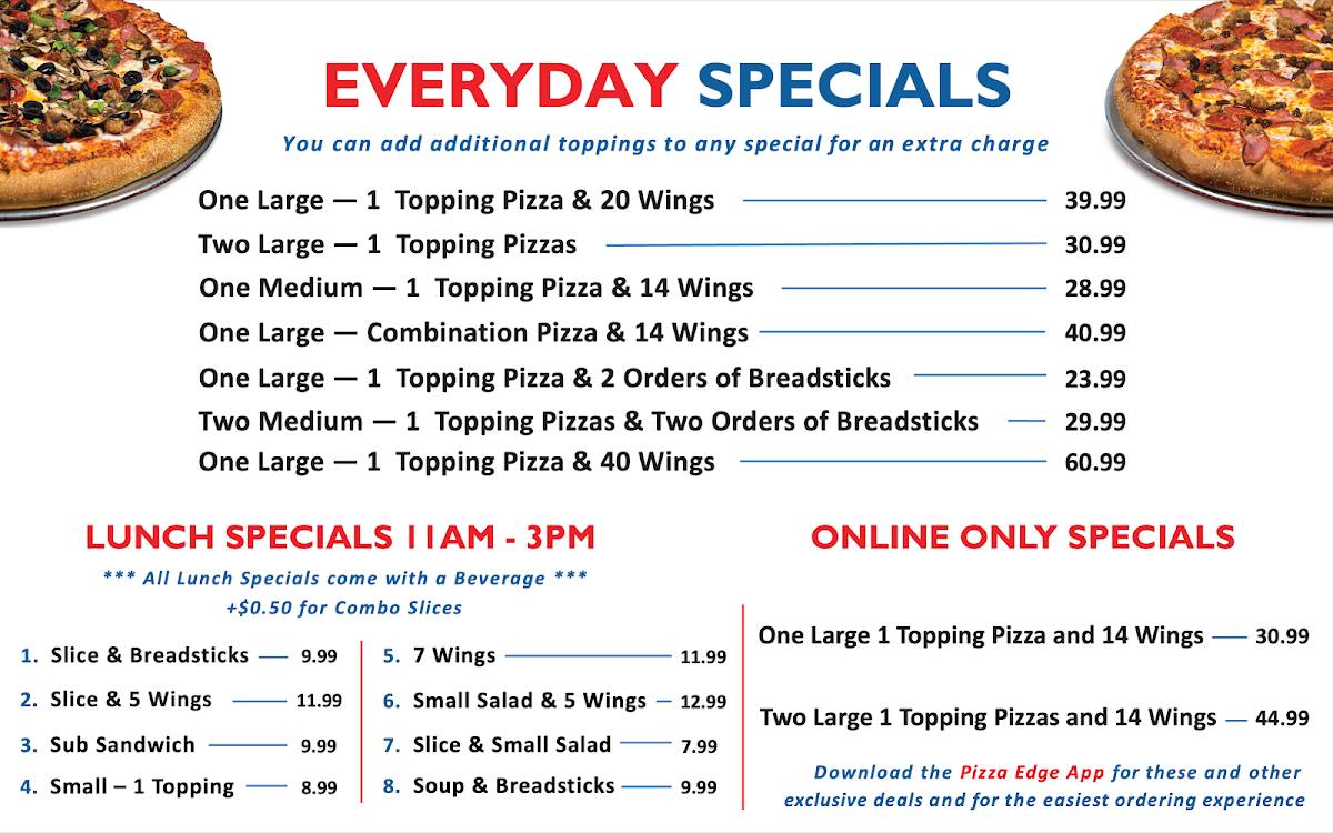 Menu at Pizza Edge - Ganado pizzeria, Ganado, Q95F+94