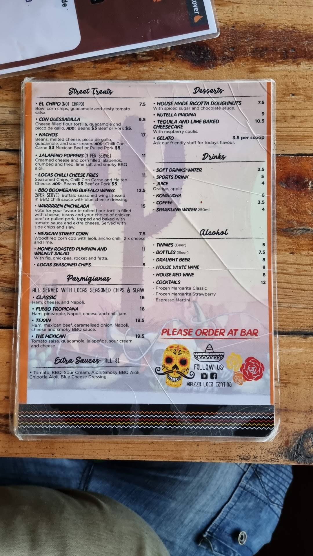 Menu at Pizza Loca Cantina pizzeria, Woree