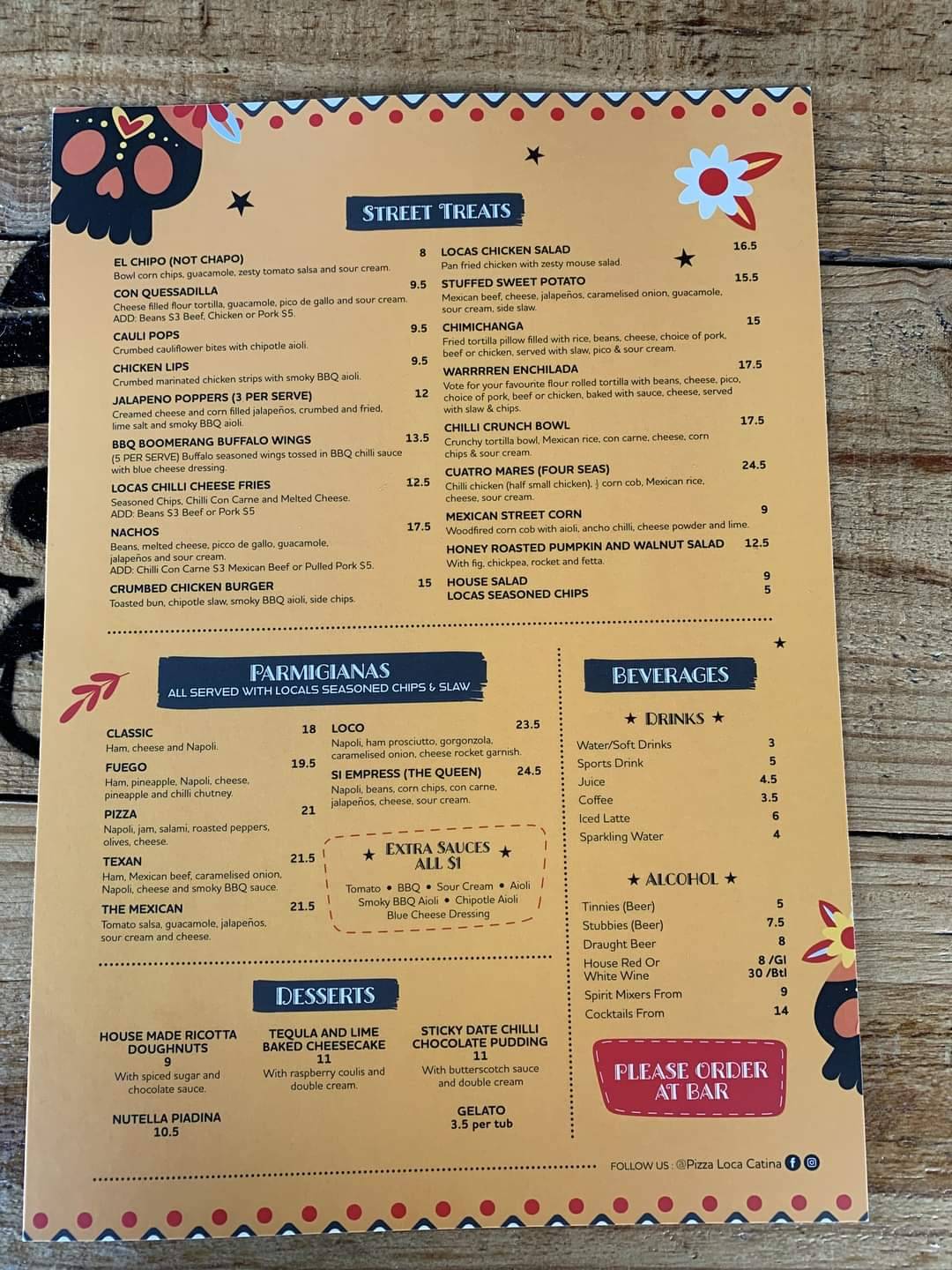 Menu at Pizza Loca Cantina pizzeria, Woree