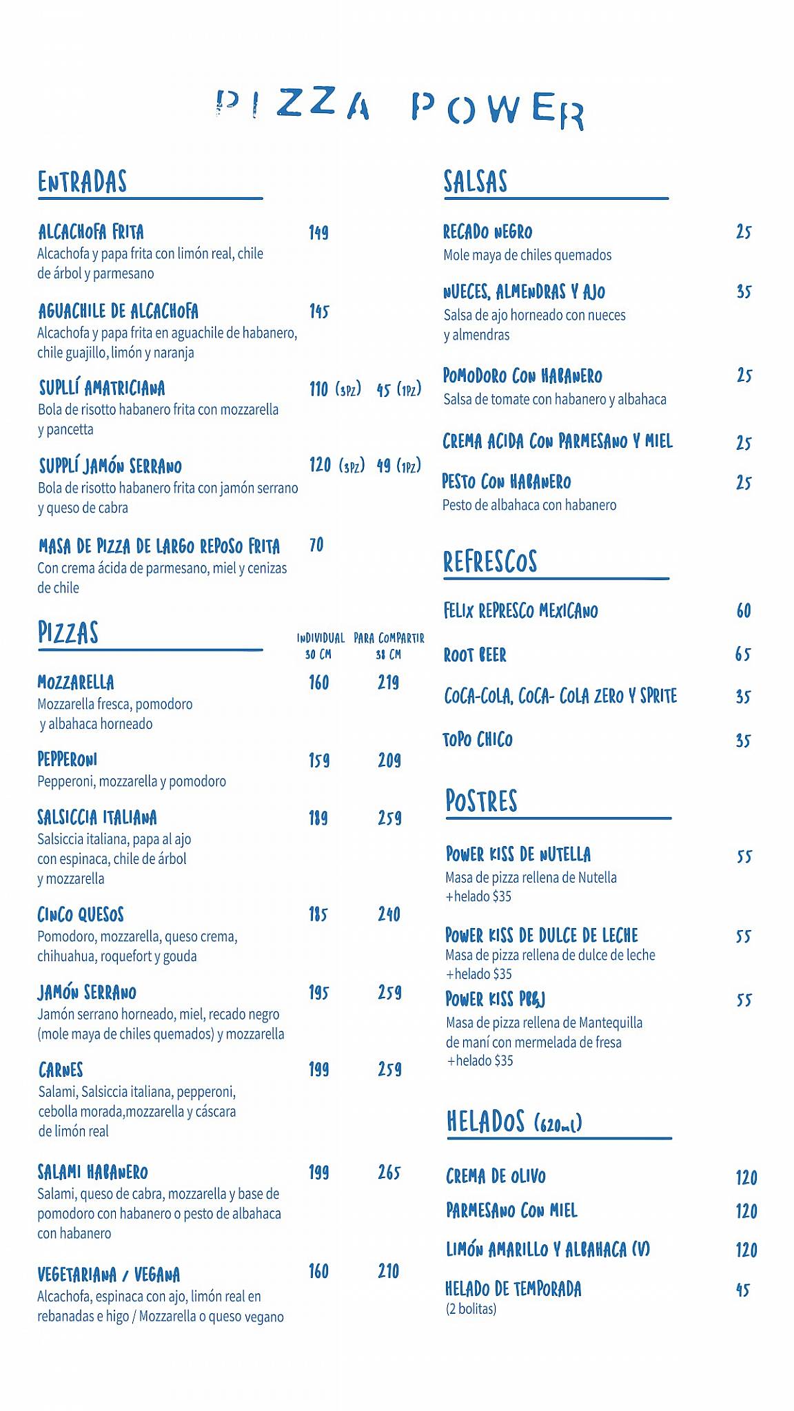 Carta del restaurante Pizza Power (by rupestre), Guadalajara