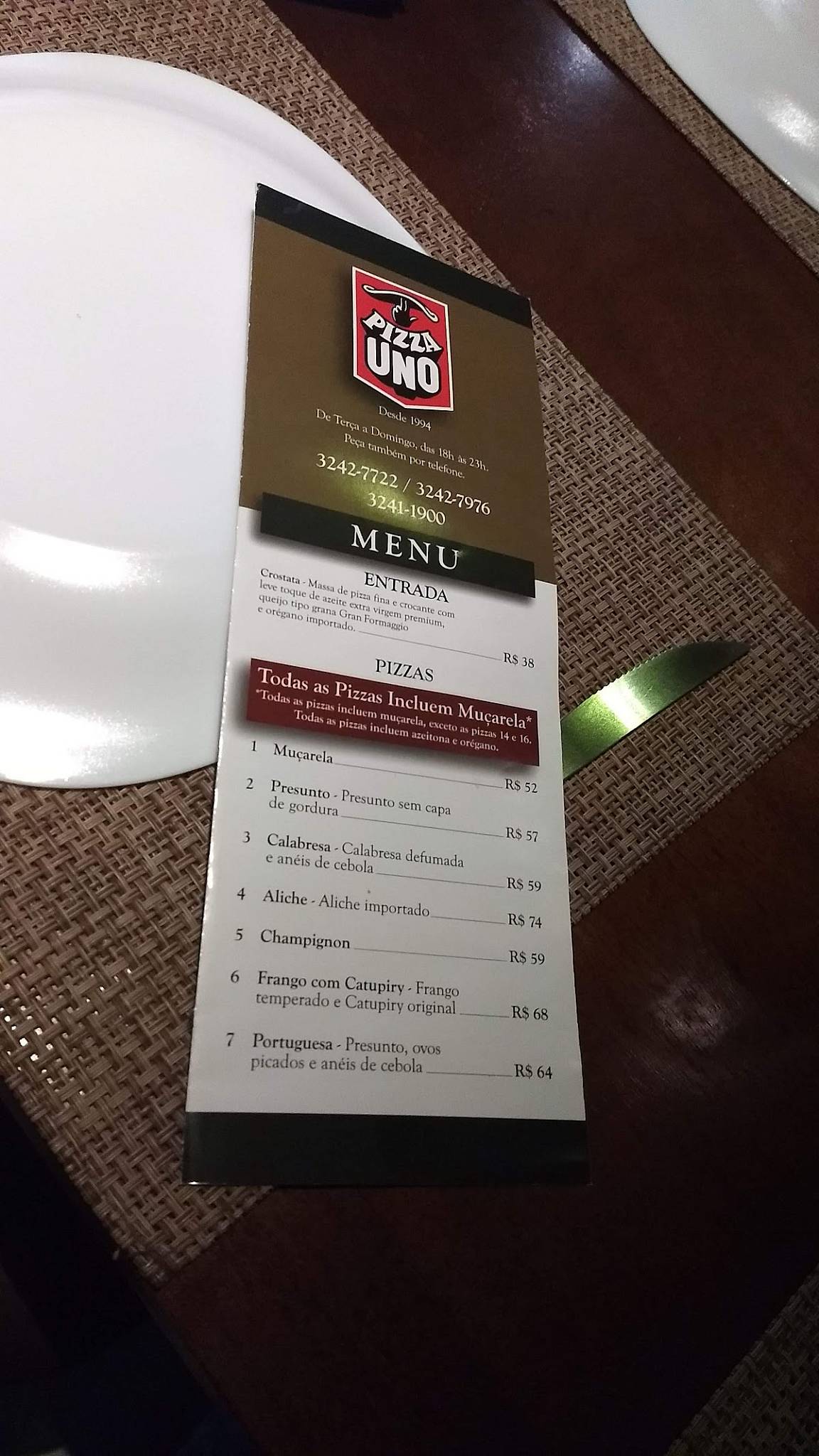 Menu em Pizza Uno pizzaria, Campinas, Av. Monsenhor Jerônimo Baggio