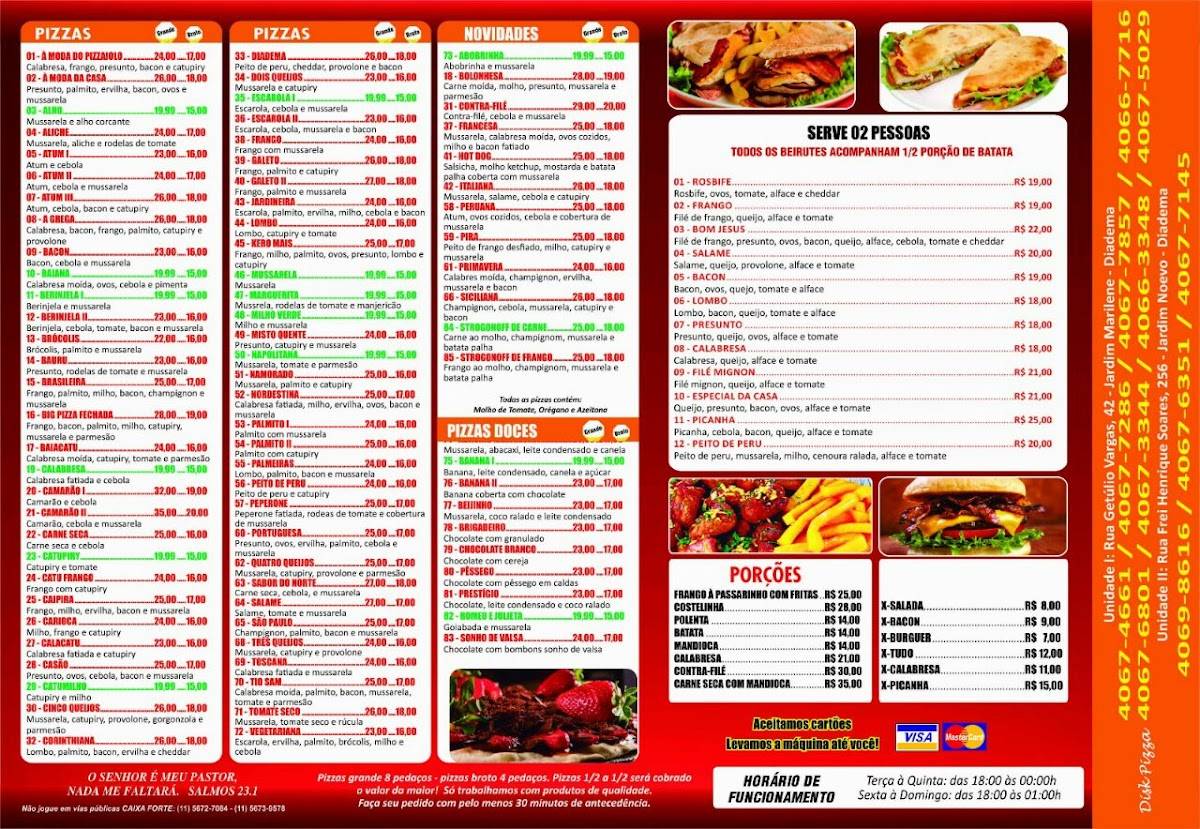 Menu em Pizzaria Bom Jesus, Diadema, Rua Getulio Vargas N ° 42