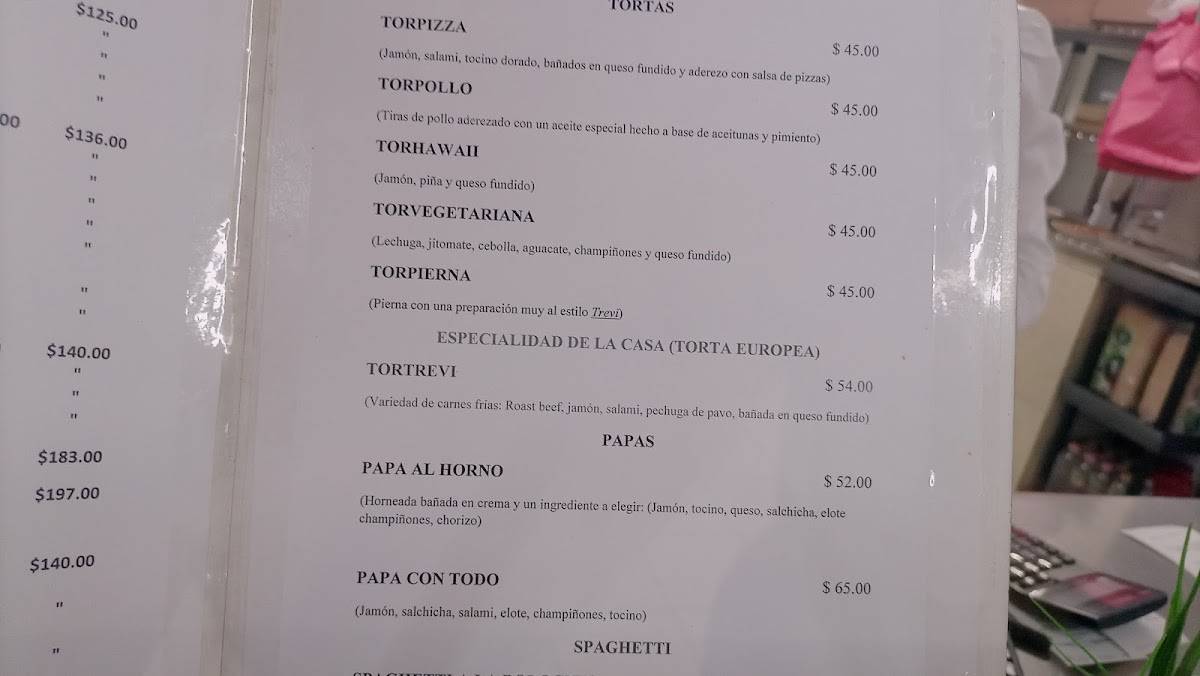 Carta del restaurante Pizzas Trevi, Tepic