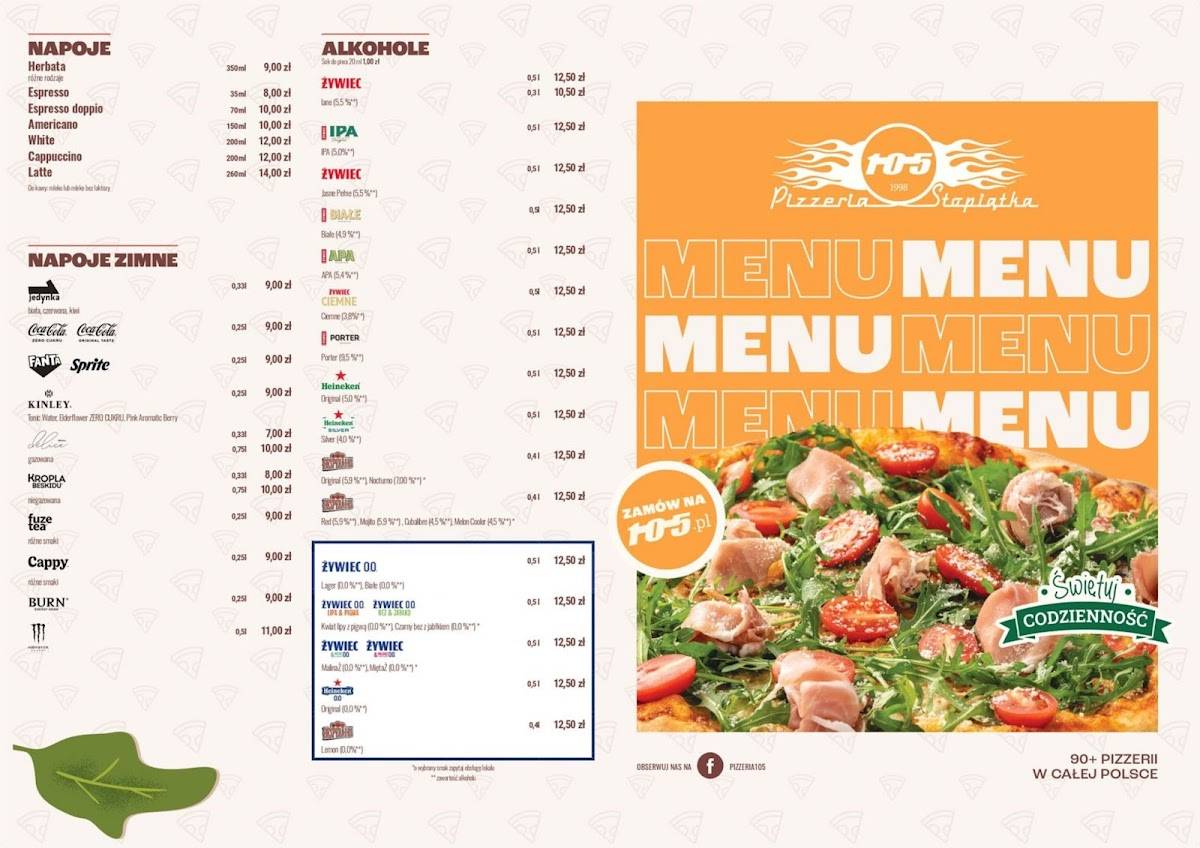 Menu at Pizzeria 105, Choszczno
