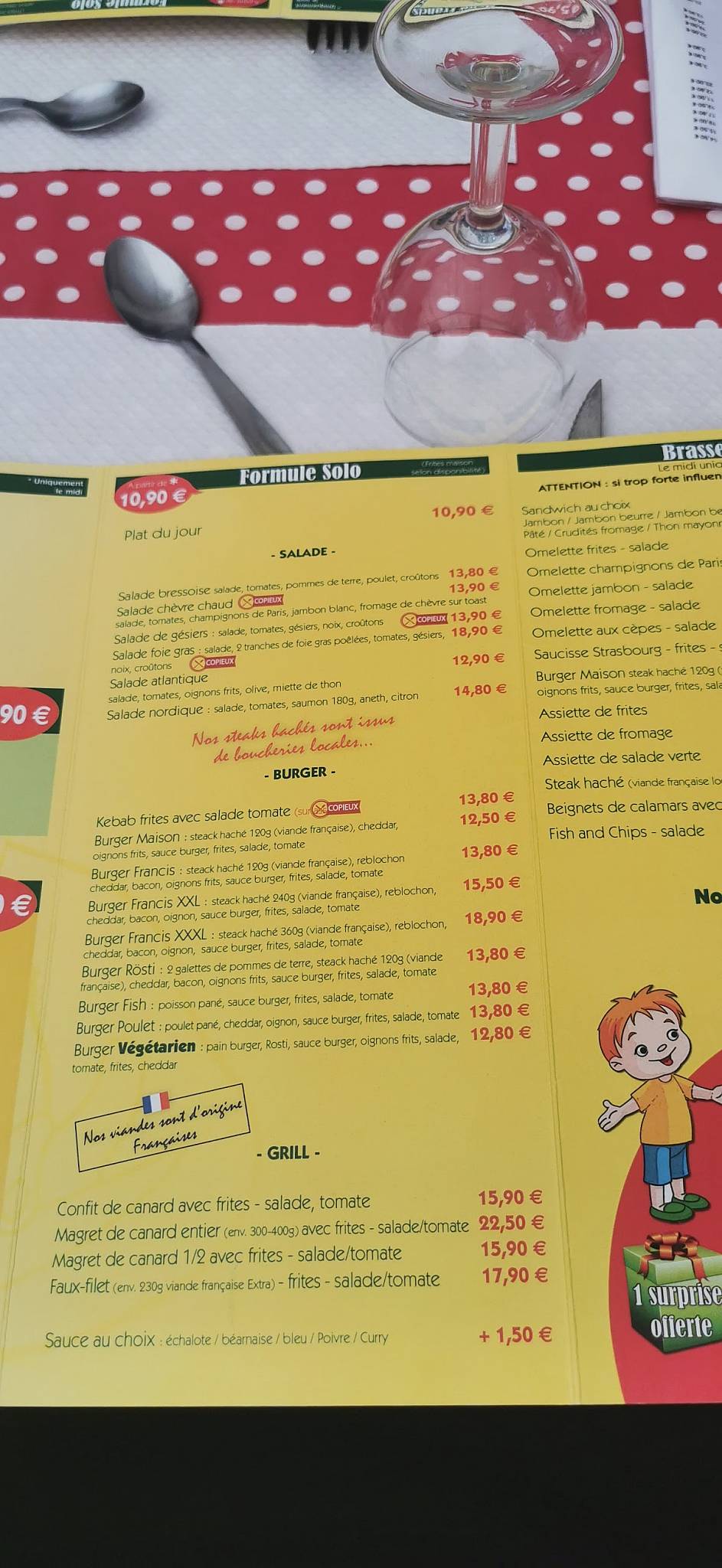 Menu au CHEZ FRANCIS pizzeria, Oradour-sur-Glane