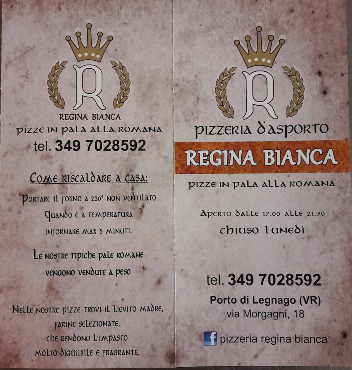 Speisekarte von Pizzeria Regina Bianca, Legnago