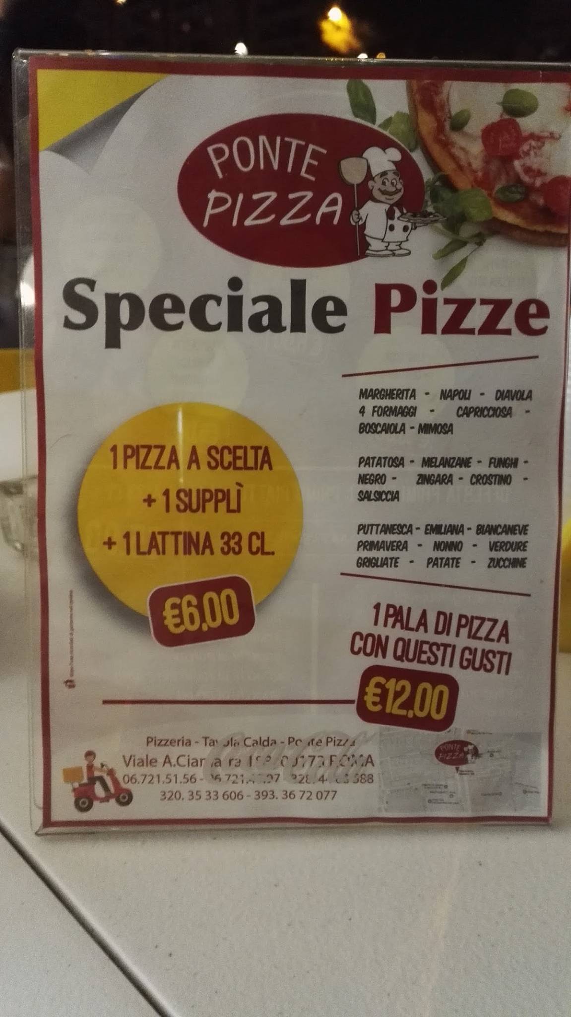 Menu da Ponte Pizza Roma pizzeria, Roma, Viale Antonio Ciamarra