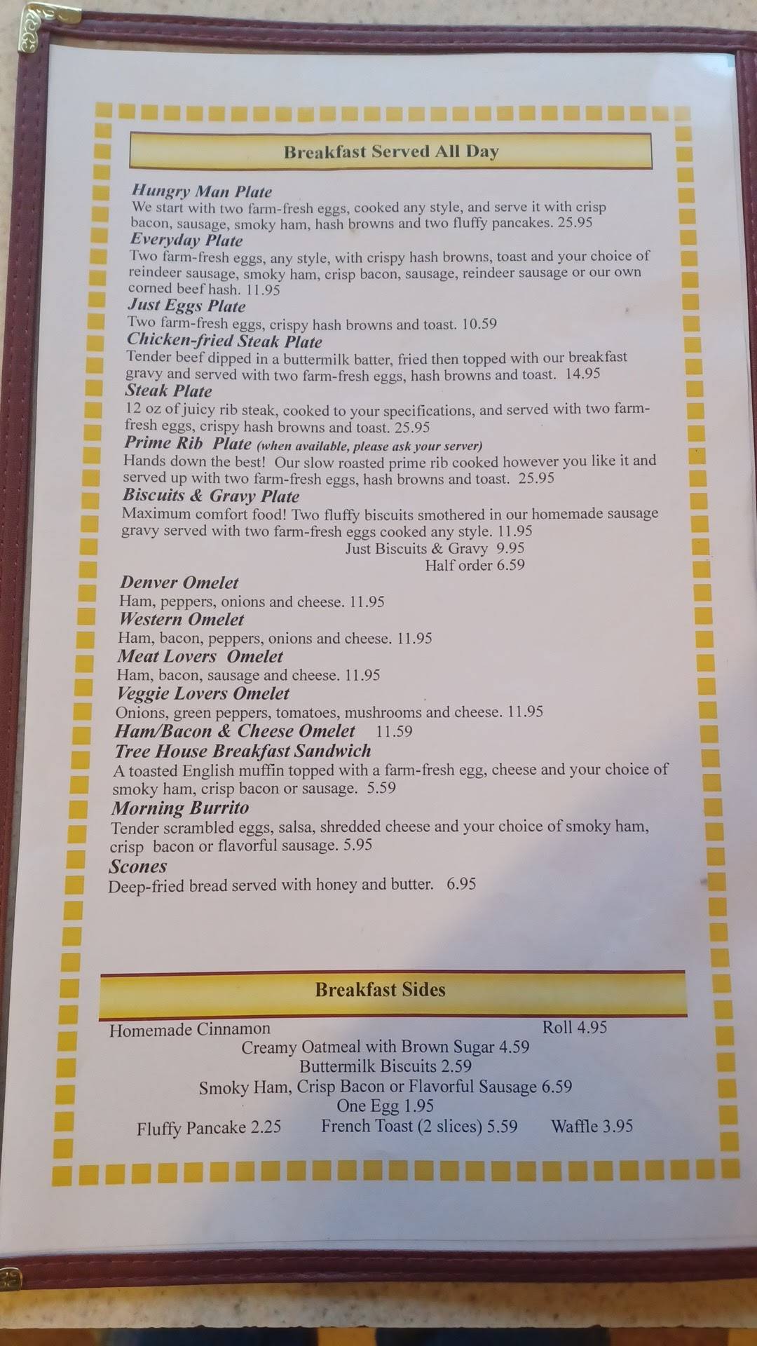 Menu at Tree House Restaurant, Nikiski