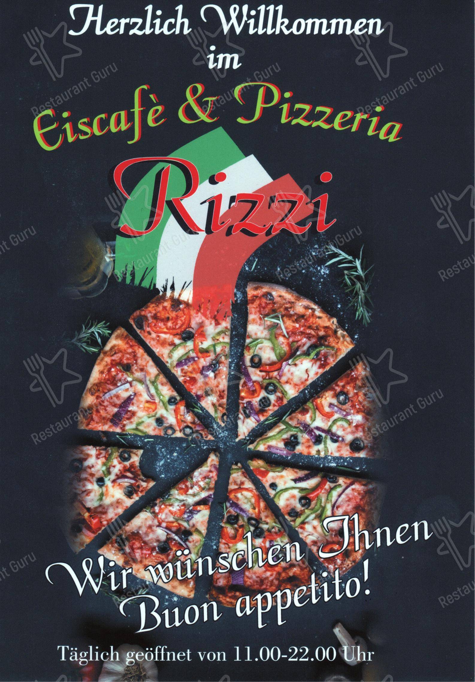 Speisekarte von Pizzeria und Eiscafé Rizzi, Braunschweig