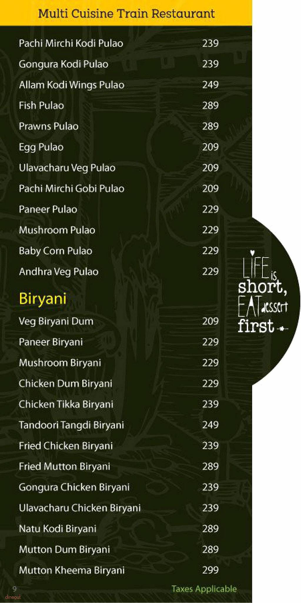 Menu at Platform 65 - The Train Theme Restaurant - KPHB, Hyderabad