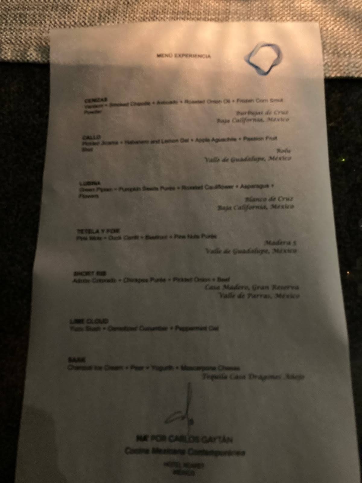 Carta de Ha - Restaurante Hotel Xcaret, Playa del Carmen