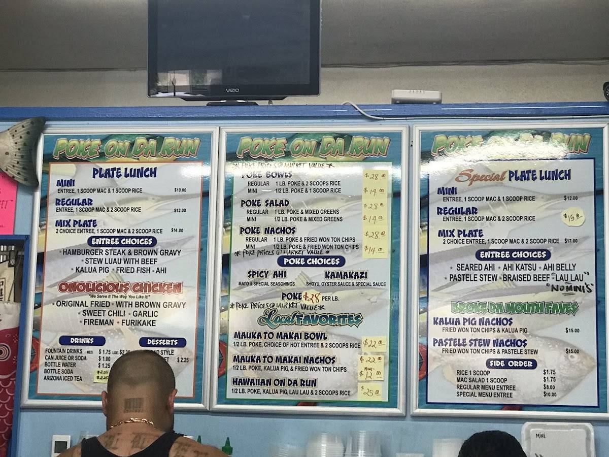 Menu at Poke On Da Run Shop restaurant, Pearl City