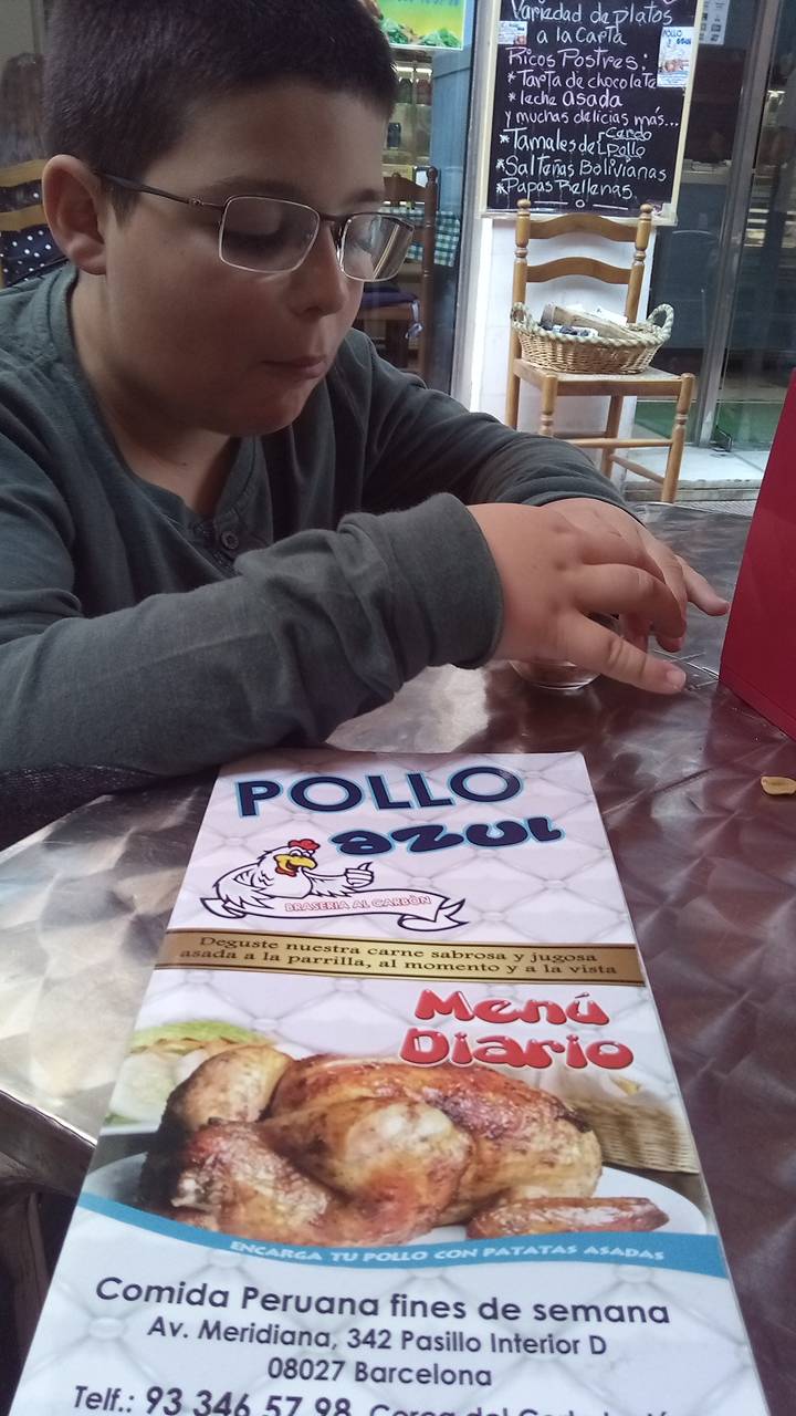 Carta del restaurante Pollo Azul, Barcelona