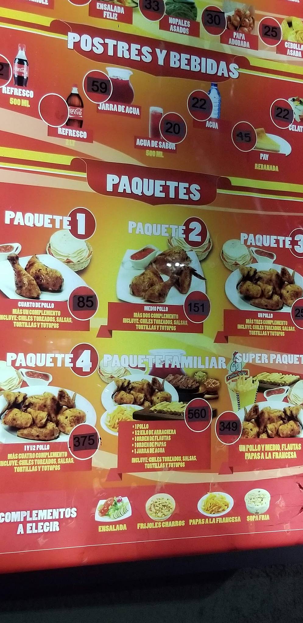 Carta del restaurante Pollo Feliz, Apodaca, Sta. Rosa - Mezquital 5316