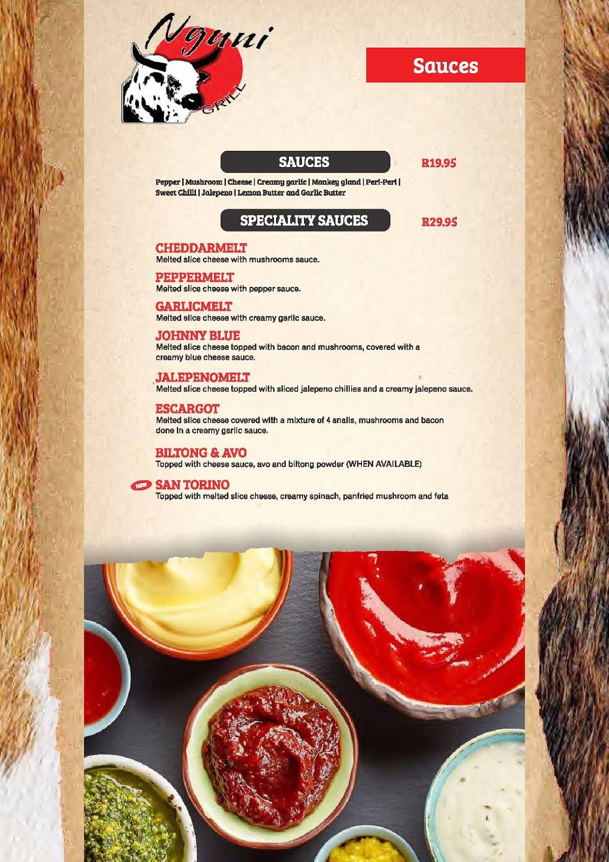 Menu at Nguni Grill restaurant, Polokwane