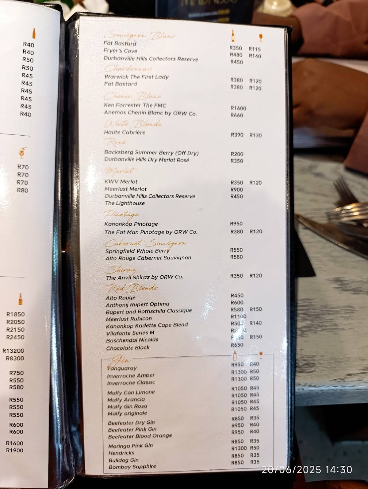 Menu at Perere Polokwane restaurant, Polokwane