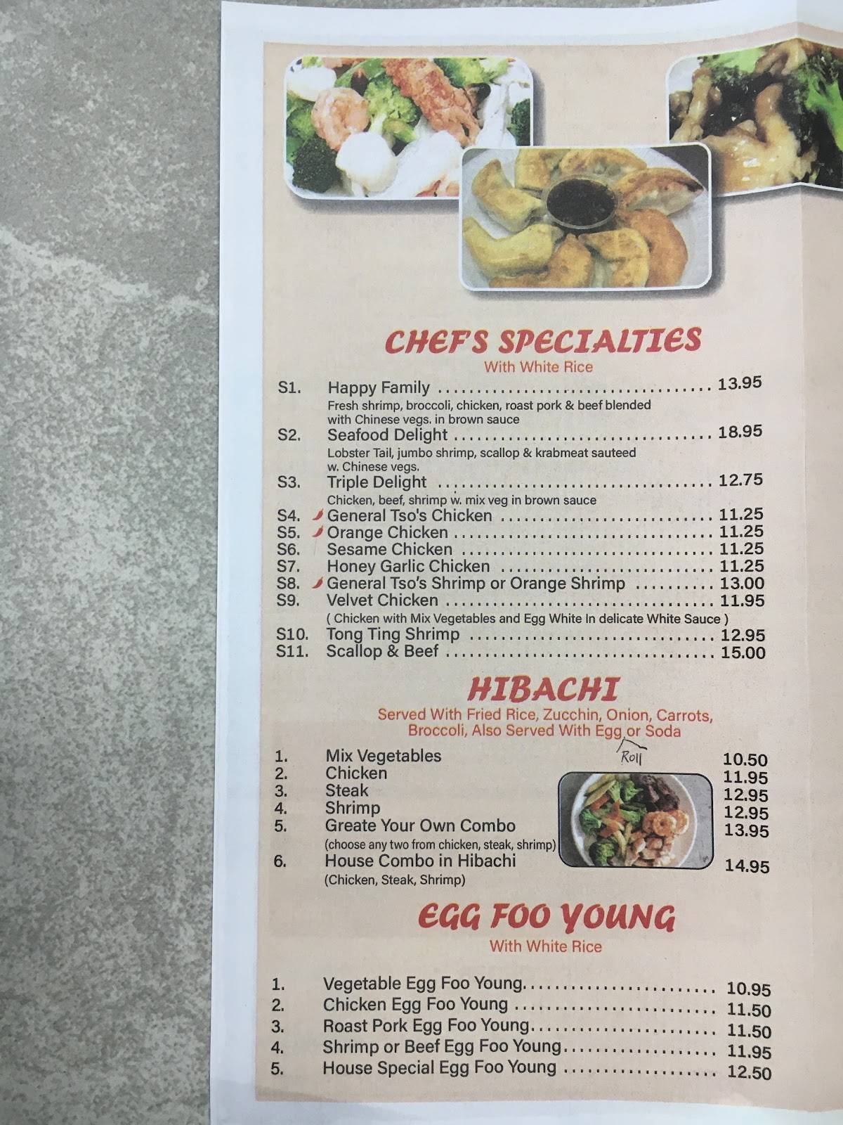 Menu at Gourmet Asian restaurant, Port St. Lucie