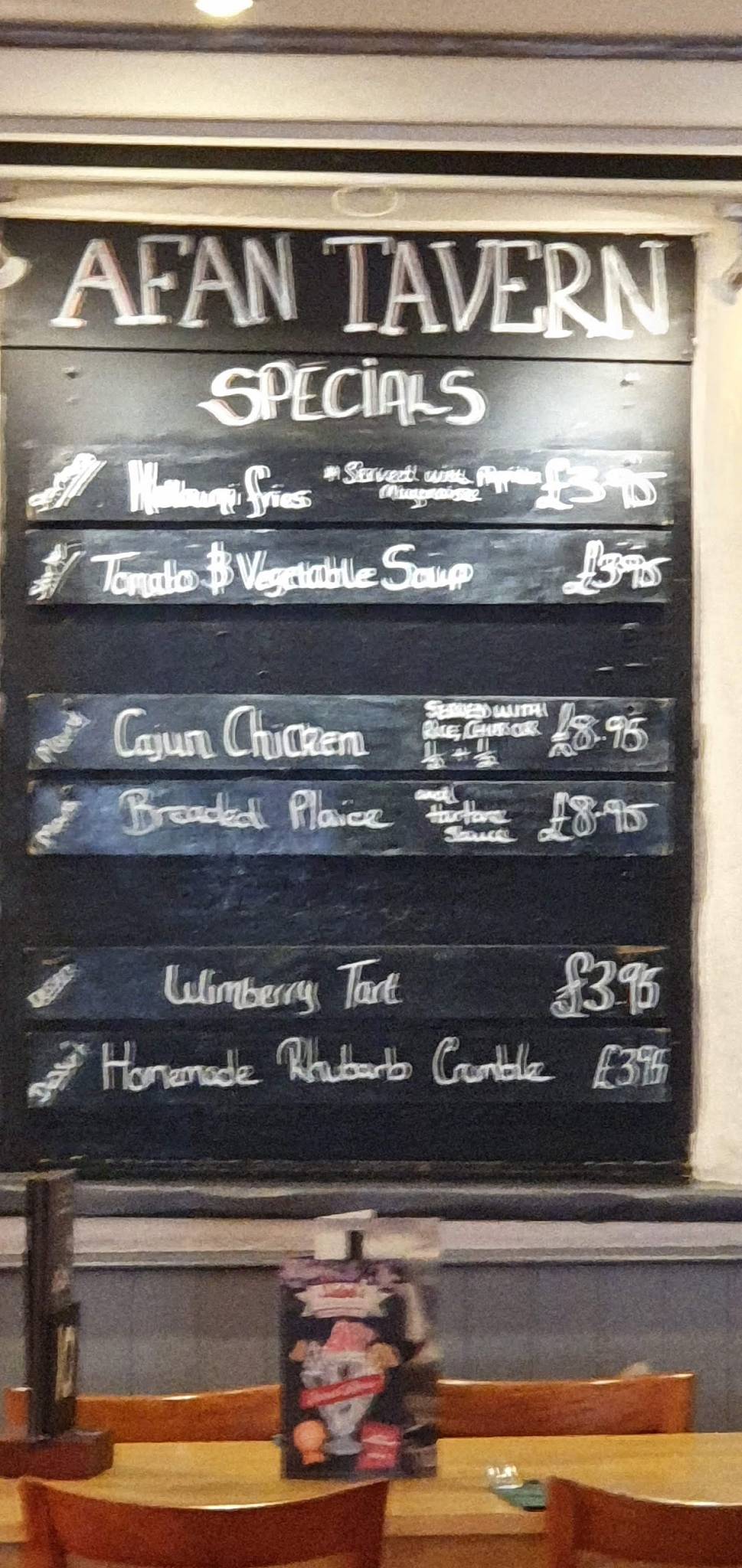 Menu at Afan Tavern pub & bar, Port Talbot