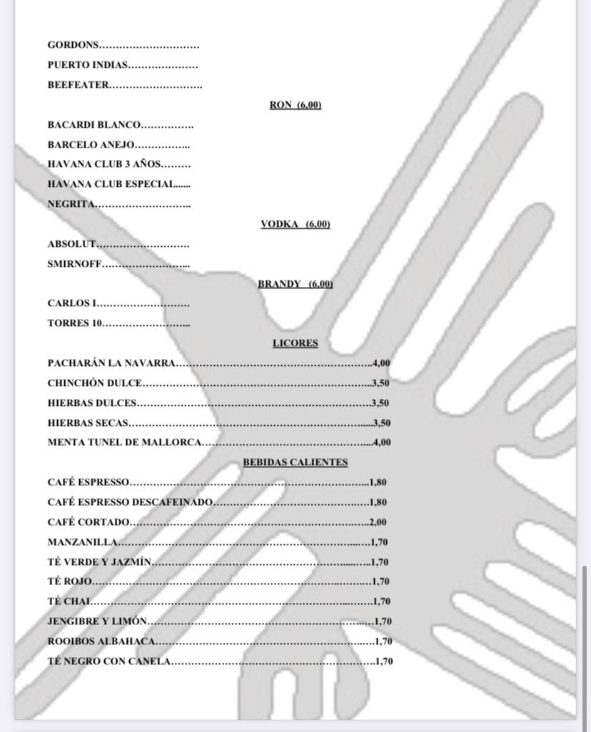 Carta del restaurante Don Ceviche Mallorca, Puerto del Pollensa