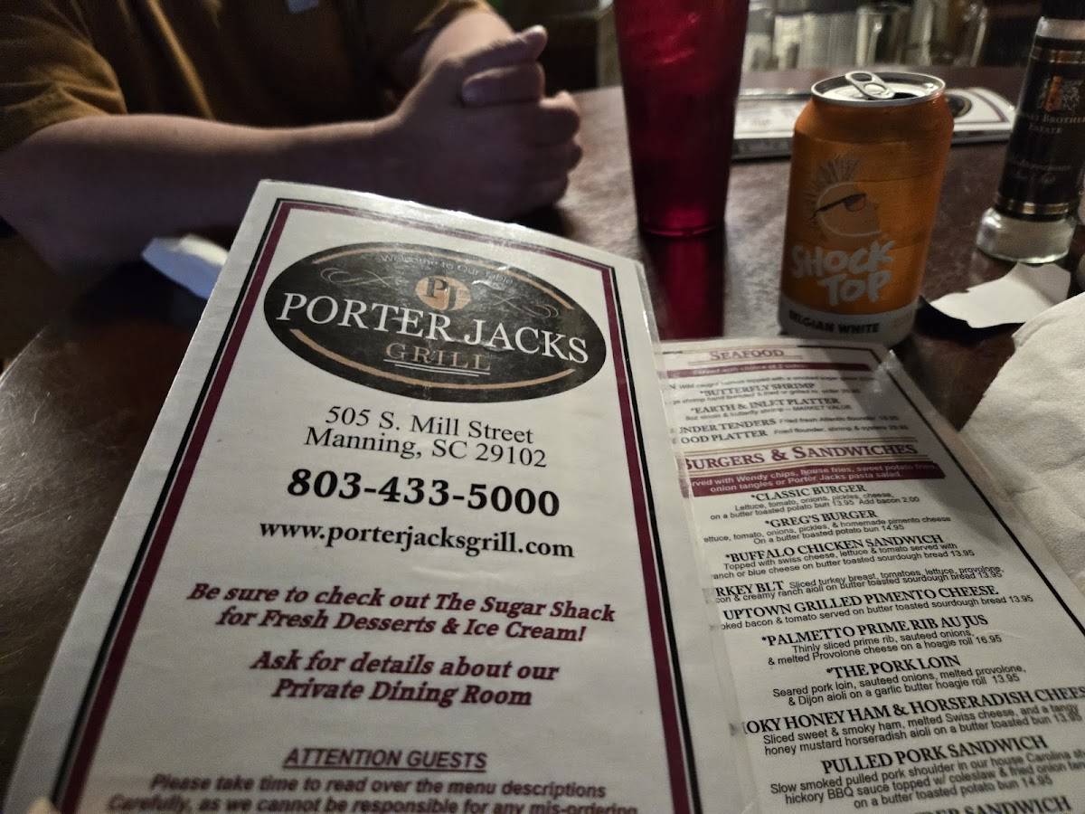 Menu at Porter Jacks Grill steakhouse, Manning