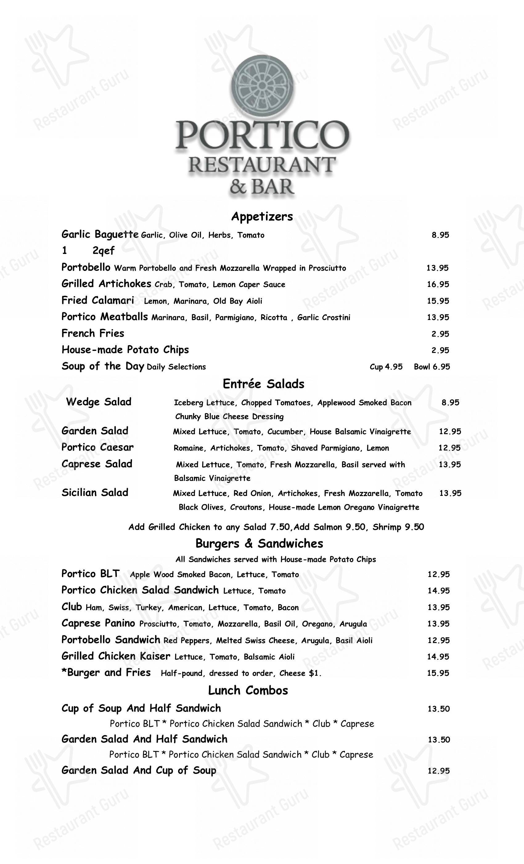 Menu at Portico Restaurant, Richmond, River Rd